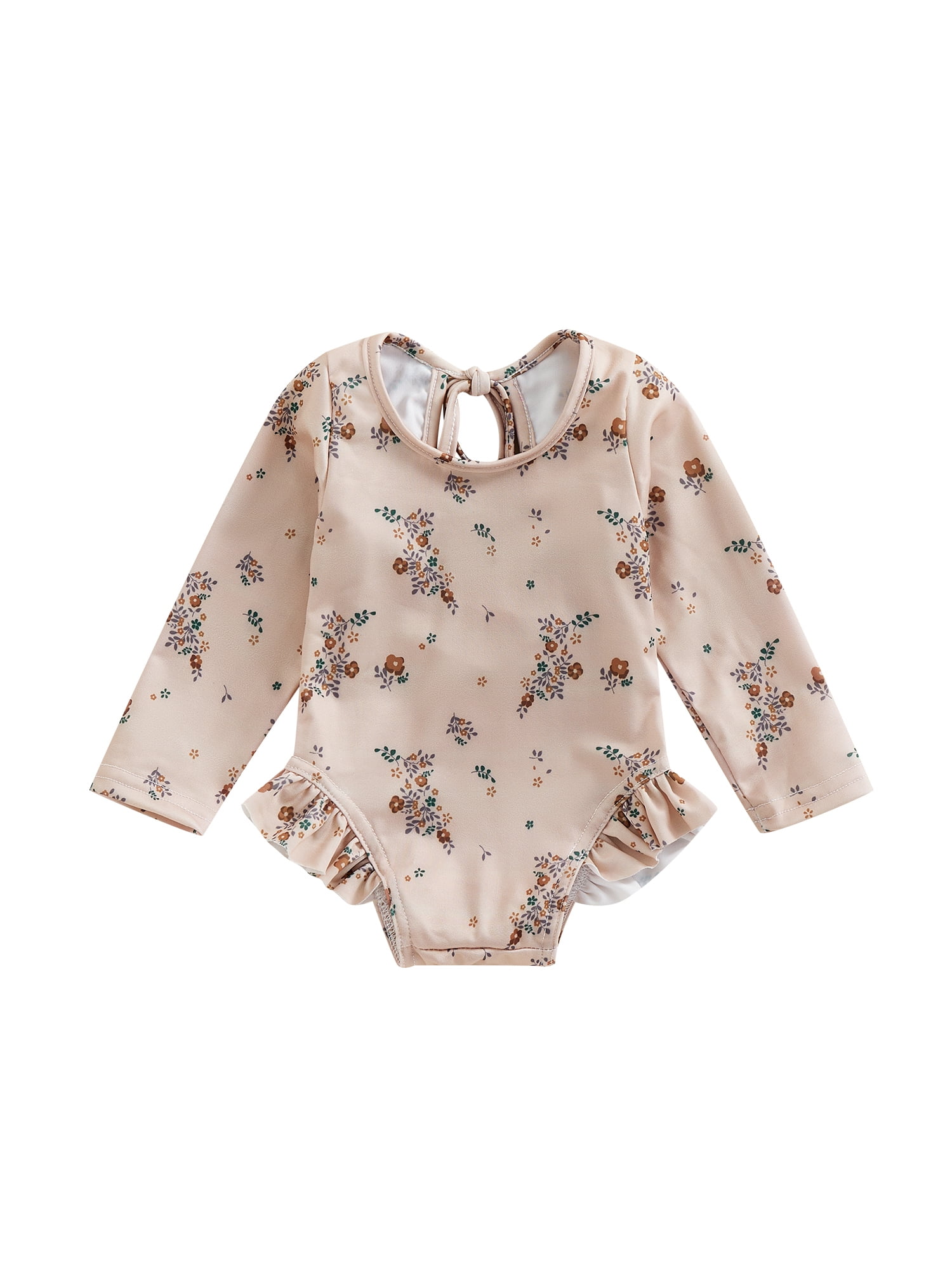 Jaweiwi Kids Girl Summer Swimsuits Floral Print Long Sleeve Ruffles ...