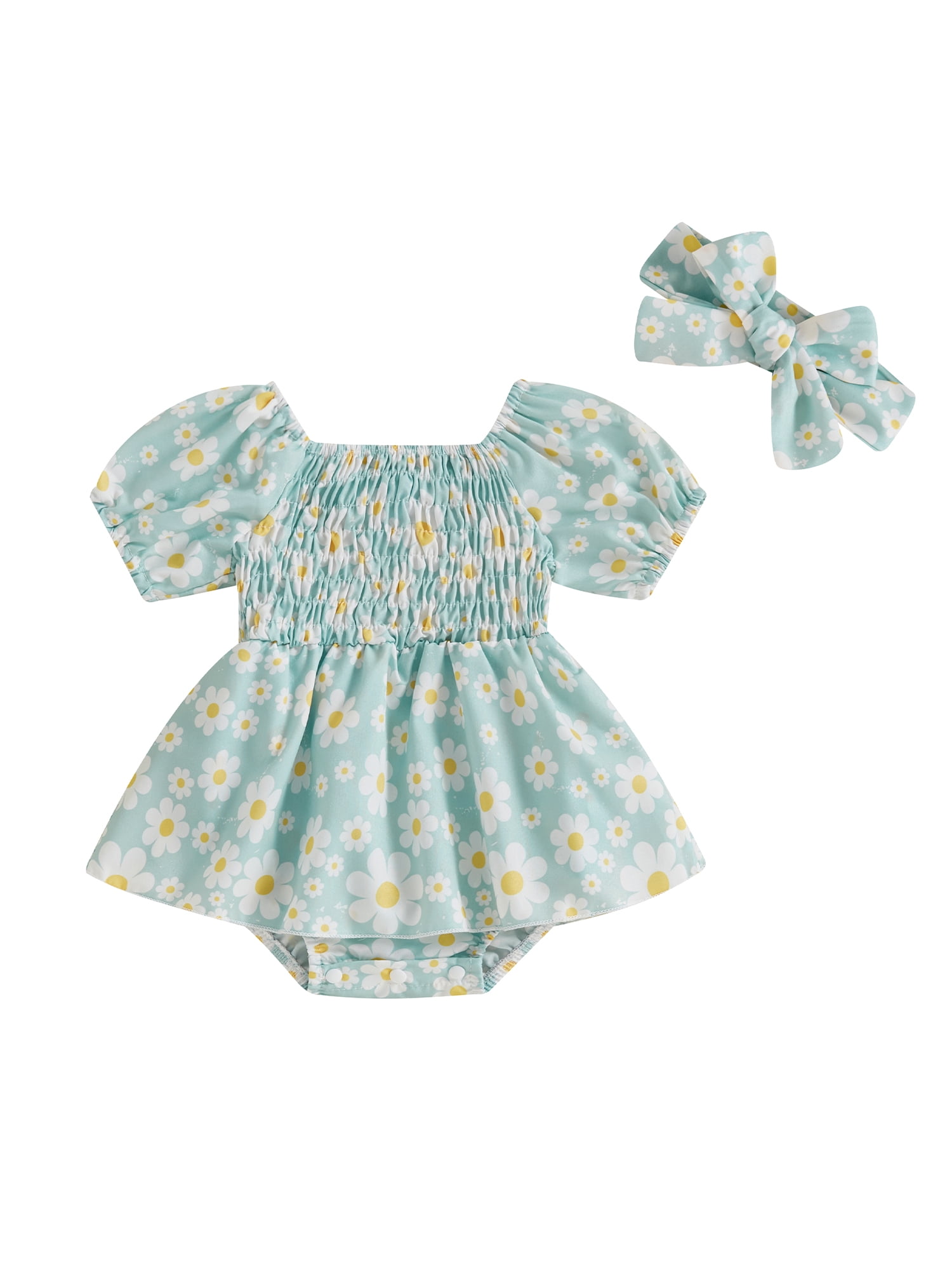 Jaweiwi Newborn Girl Outfit, Short Sleeve Off-shoulder Flower Print ...
