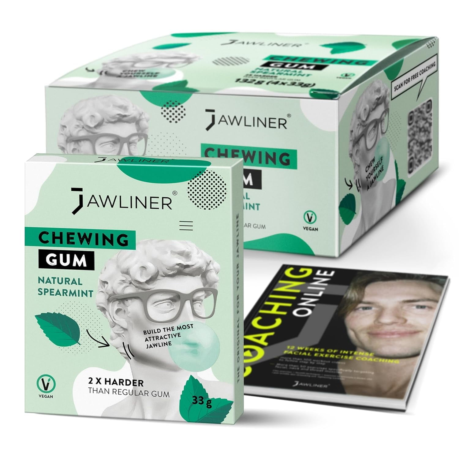 Jawliner® Hard Jwaline Chewing MFF30 Gum - Sugar Free Spearmint Tough ...