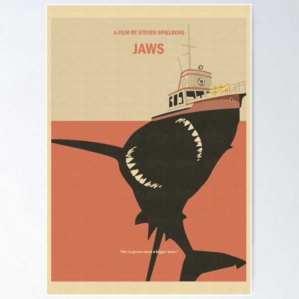 Jaws 1975 Minimalist Movie Poster Poster Wall Art, Modern Wall Decor ...