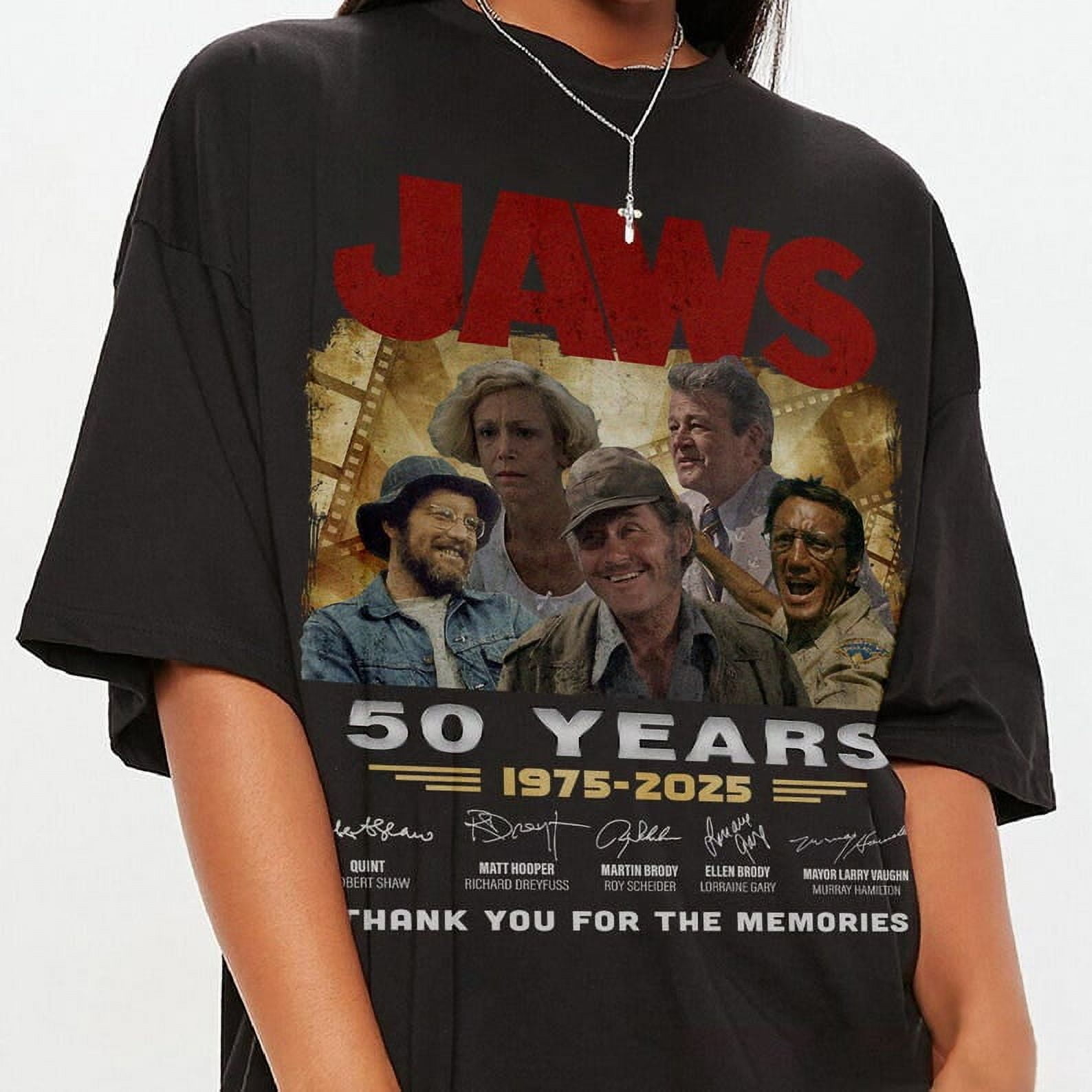Jaws 1975 Movie Anniversary Shirt, Jaws 50th Years Anniversary Shirt ...