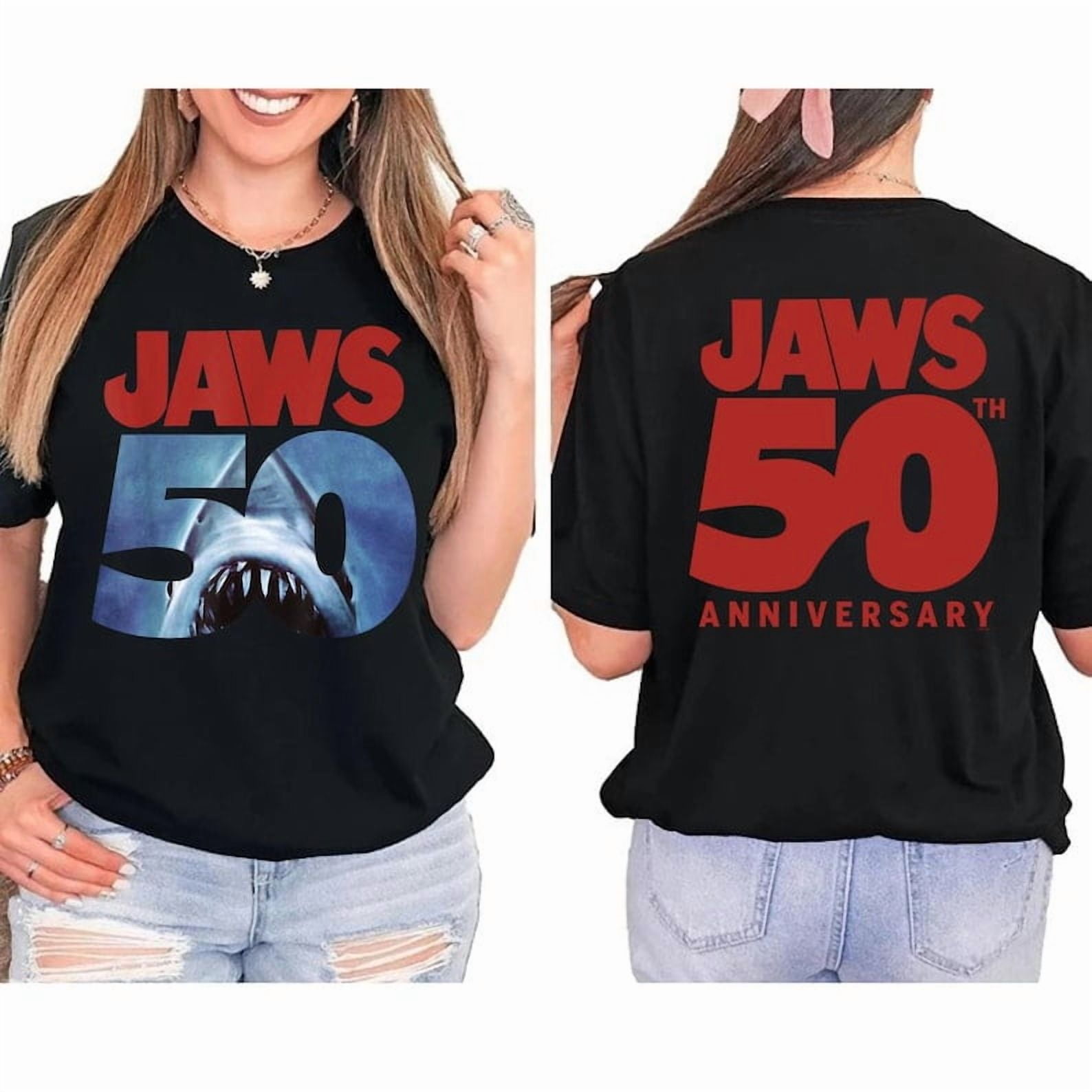Jaws 50th Anniversary Shirt, Movie Custom Gift Logo, Retro Movie Fans ...