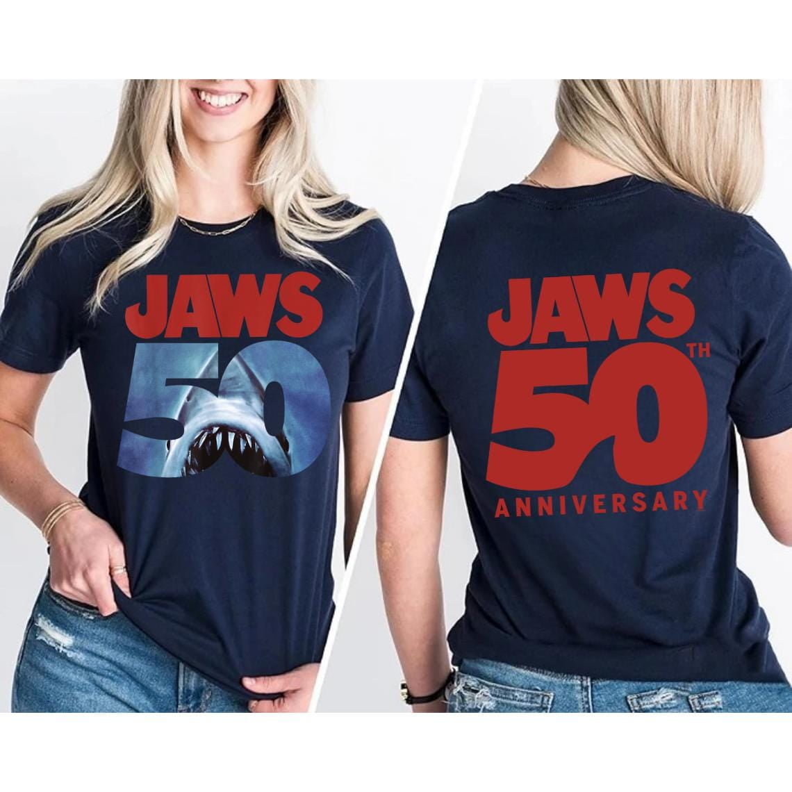 Jaws 50th Anniversary Shirt Movie Custom Gift Logo Retro Movie Fans ...