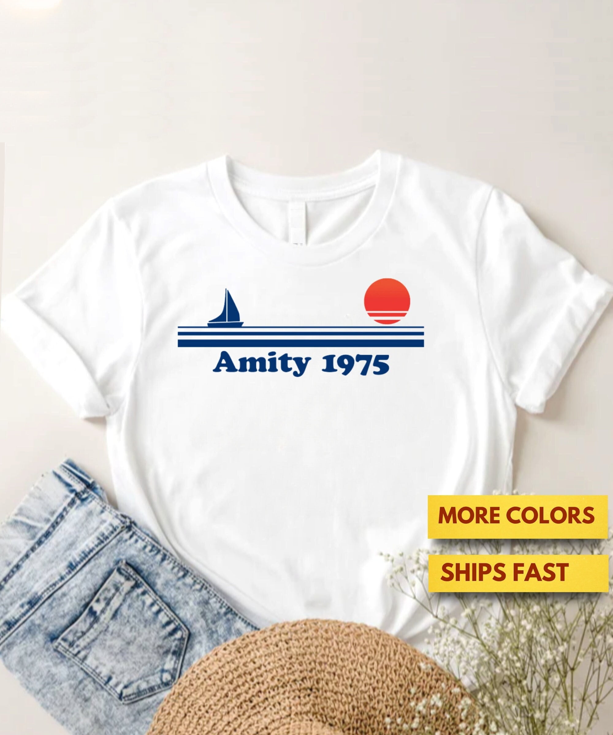 Jaws Amity 1975 Shirt, Amity Island Shirt, Premium Ultra Soft Tee ...