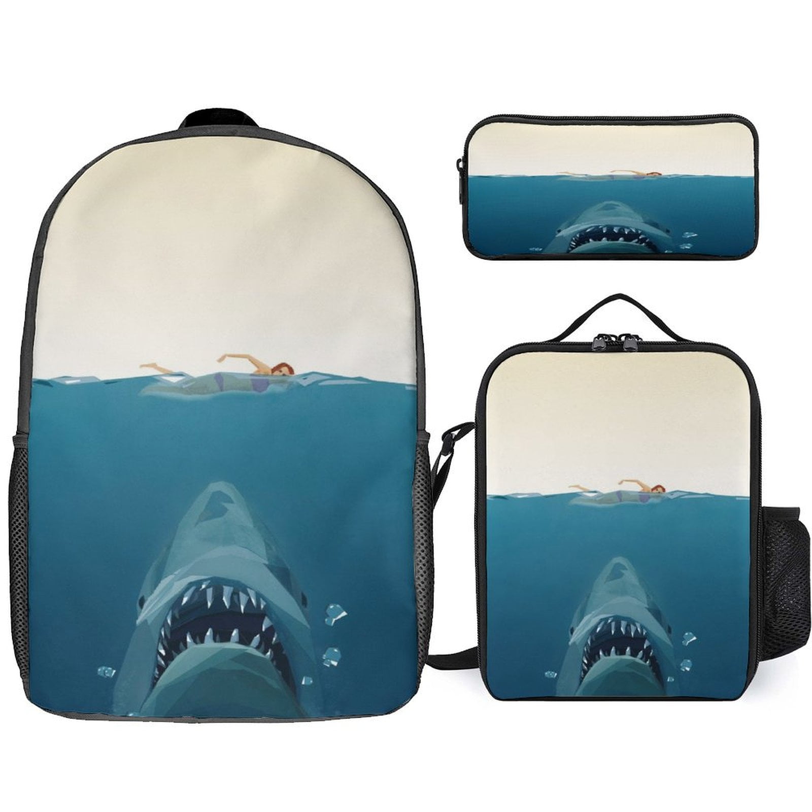 Jaws Backpack 3 Piece Set with Lunch Box And Pencil Case 3D Printing ...
