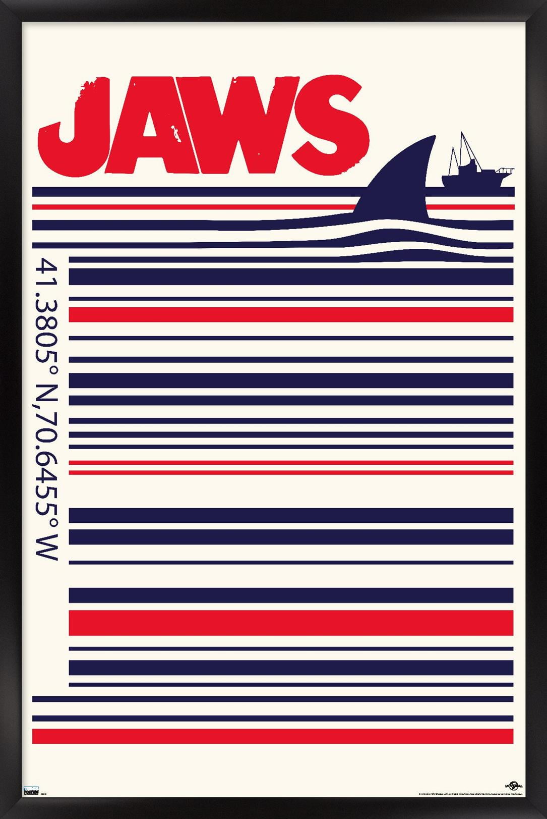 Jaws - Barcode Wall Poster, 22.375" x 34", Framed - Walmart.com