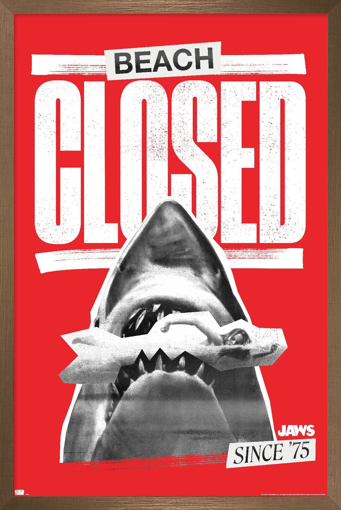 Jaws - Beach Closed Wall Poster, 22.375" x 34" Framed - Walmart.com