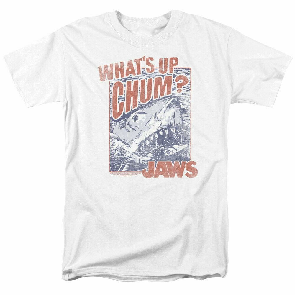 Jaws Chum T Shirt Licensed Shark Movie Retro Tee Classic New White ...