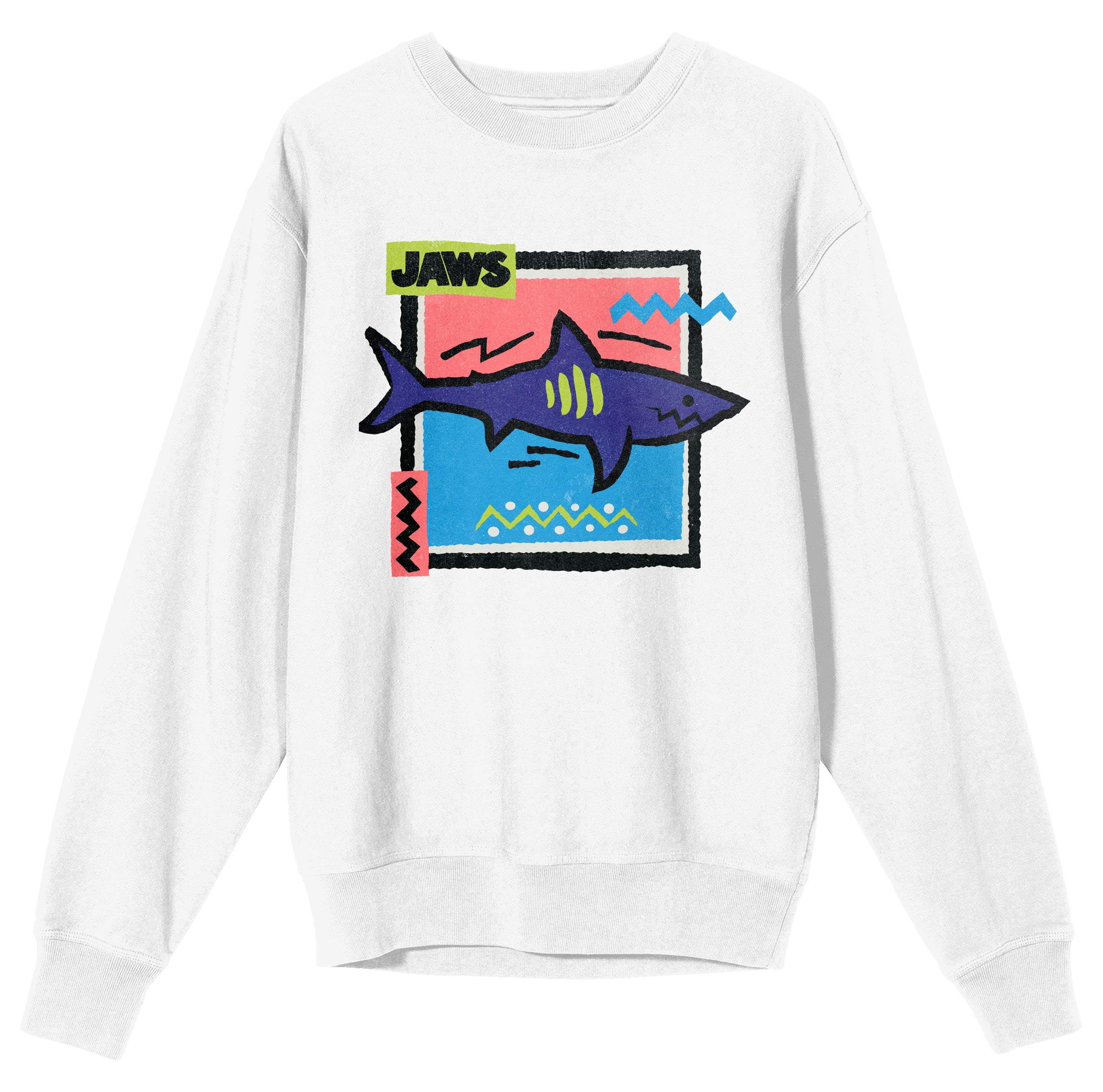 Jaws Doodle Art White Long Sleeve Sweatshirt-Medium - Walmart.com