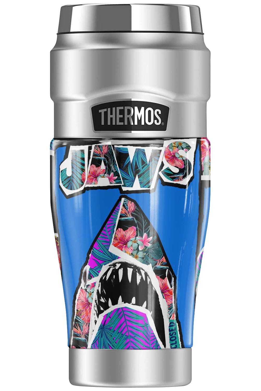 Jaws Floral Paper Collage THERMOS STAINLESS KING Stainless Steel Travel ...