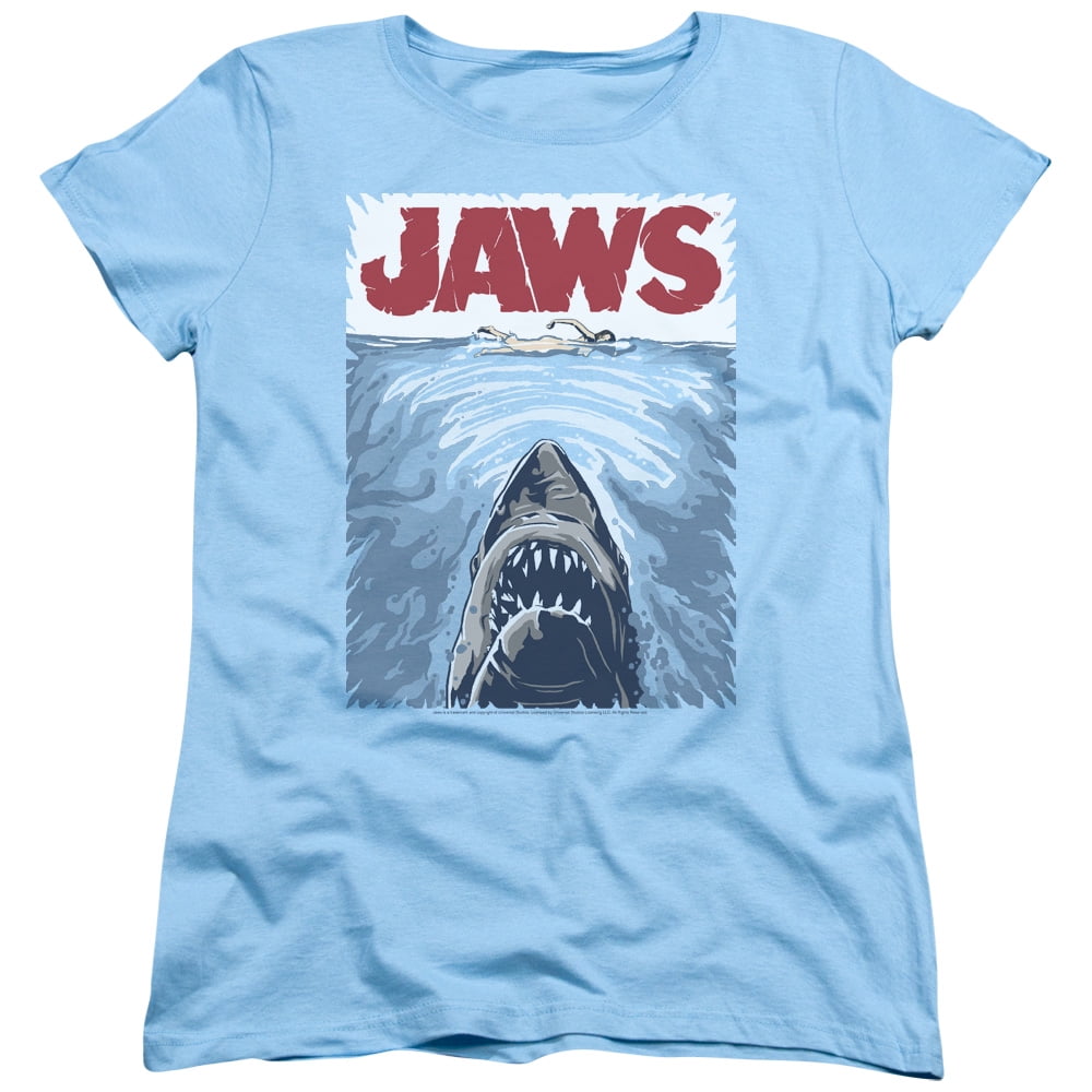 Jaws Graphic Poster S/S Women's T-Shirt Light Blue - Walmart.com