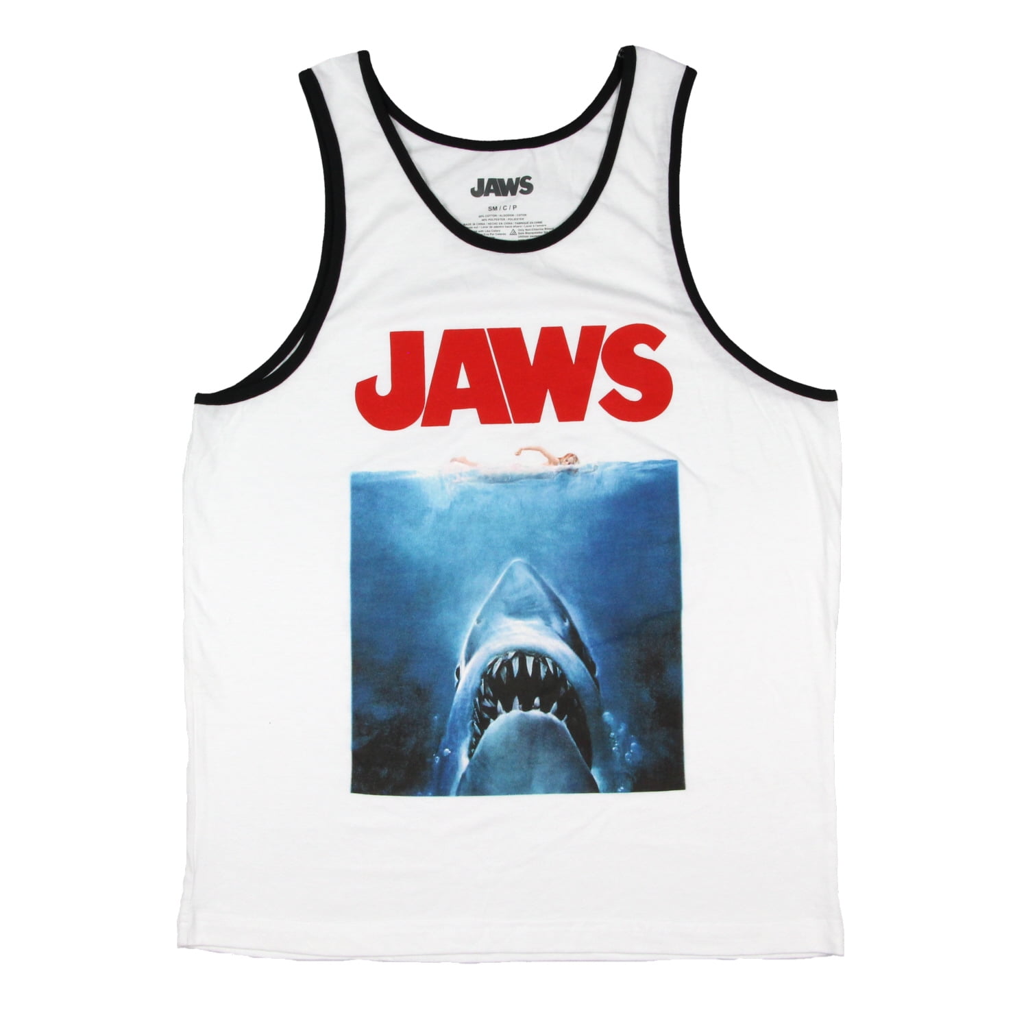 Jaws Men's Movie Poster Design Graphic Print Contrasting Trim Adult ...