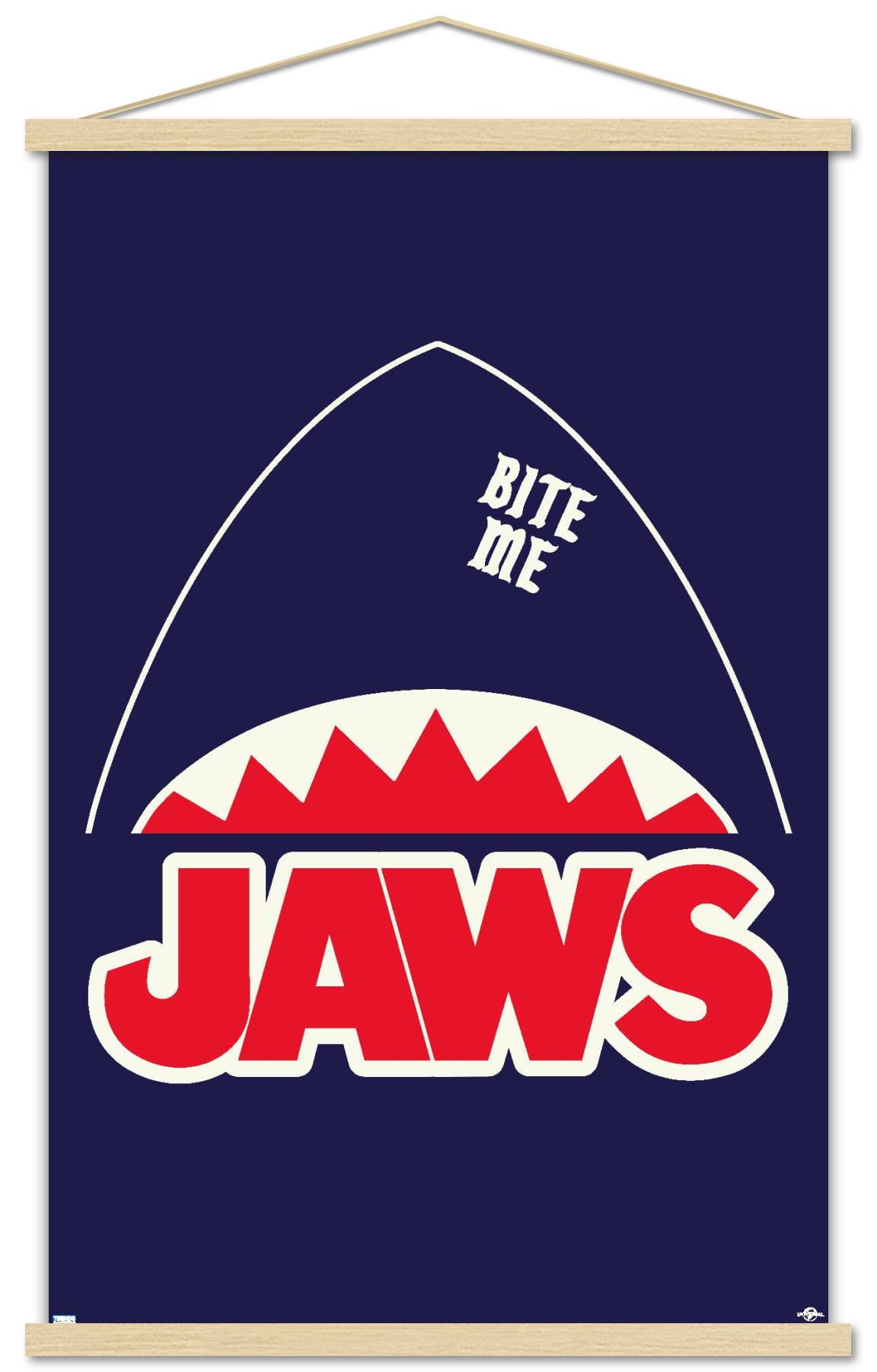 Jaws - Minimalist Logo Wall Poster with Wooden Magnetic Frame, 22.375 ...