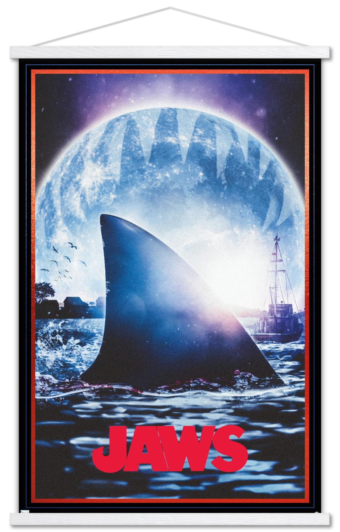 Jaws - Moon One Sheet Wall Poster with Magnetic Frame, 22.375" x 34 ...