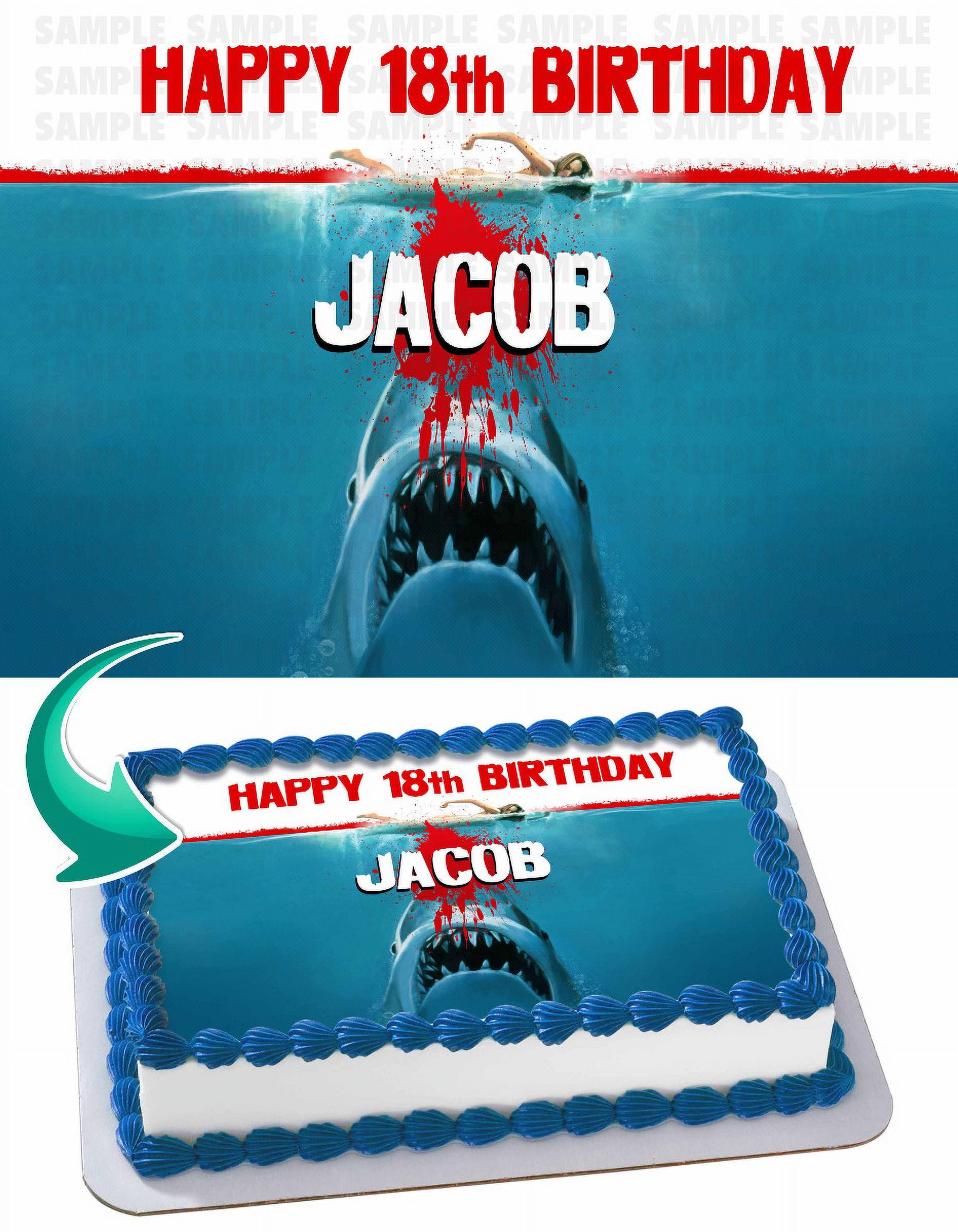 Jaws Movie Edible Cake Image Topper Personalized Birthday Party 1/4 ...