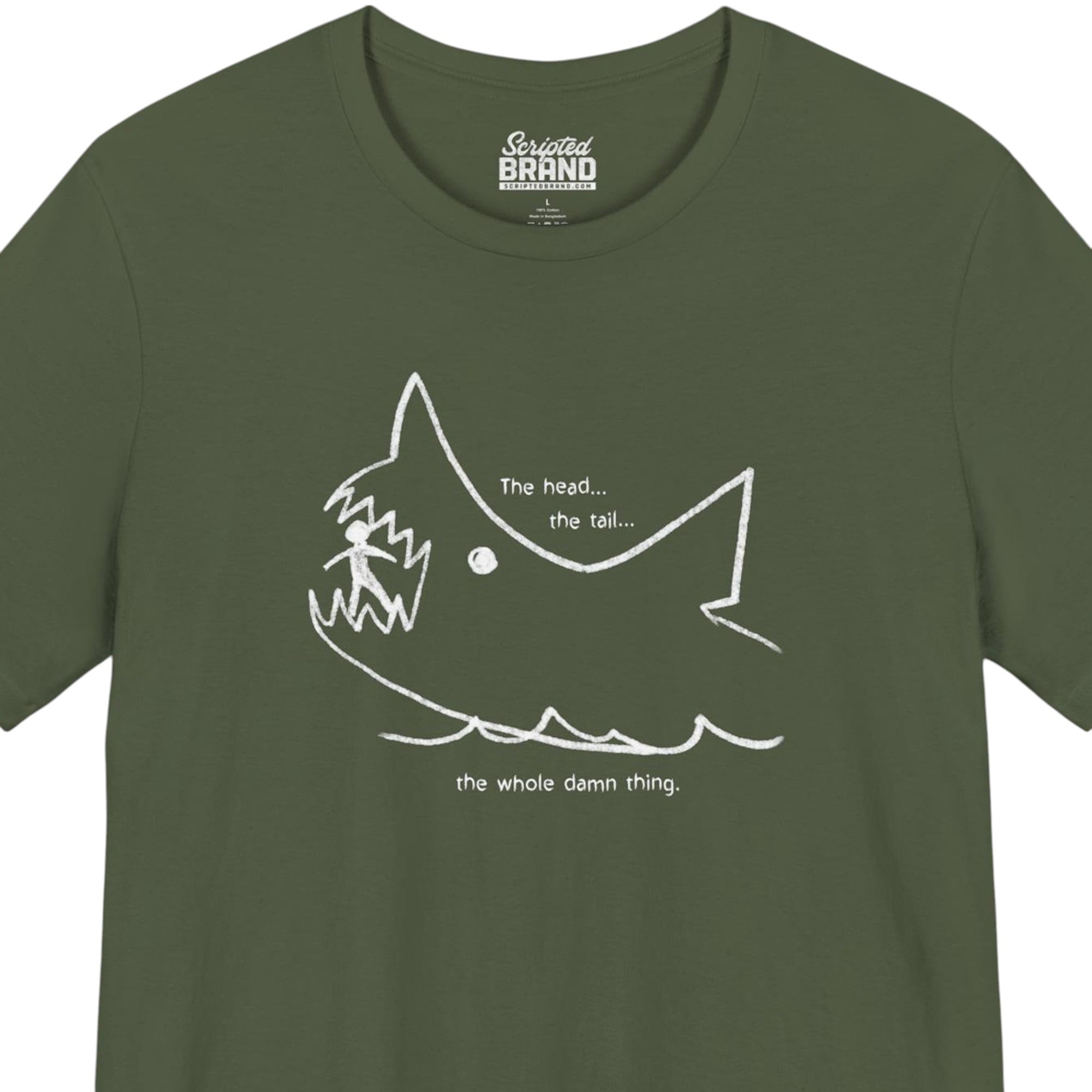 Jaws Quint Shark Chalkboard Shirt - Bella Soft Unisex Vintage Movie T ...