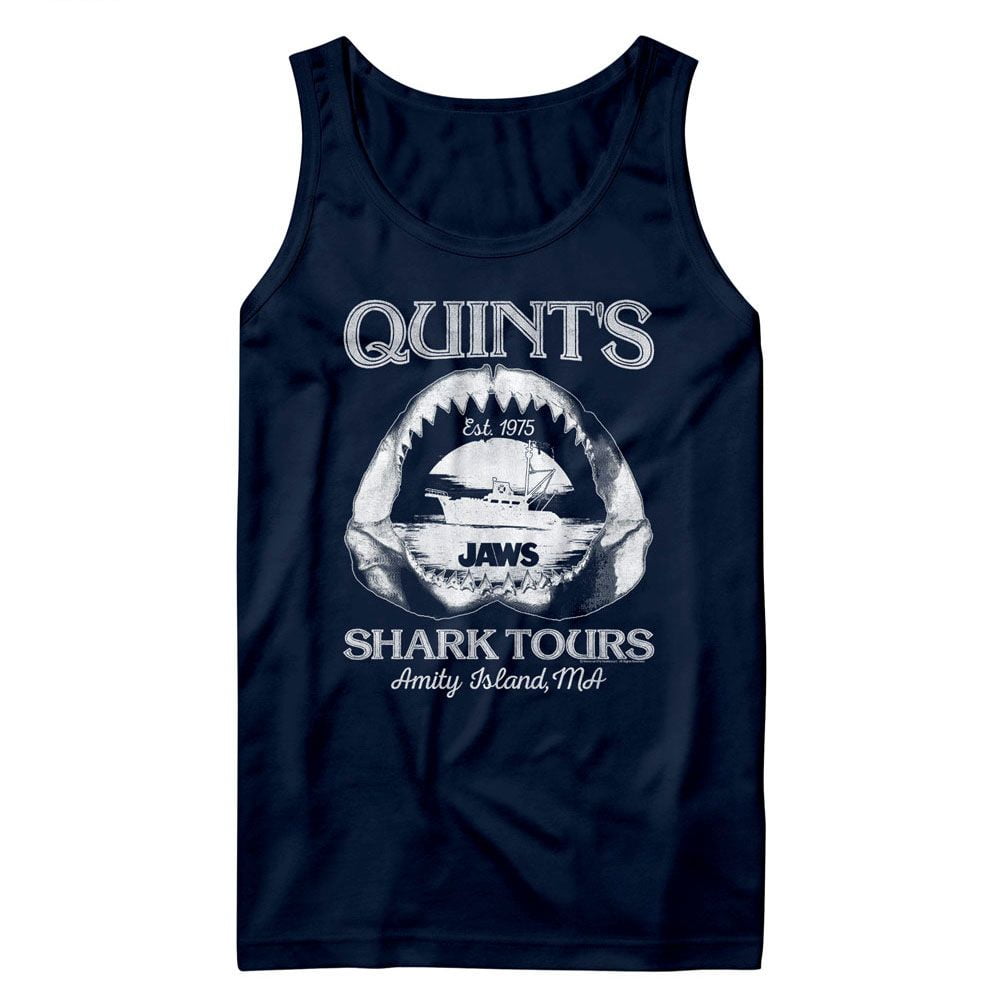 Jaws Quints Shark Tours Men's Tank Amity Island Ocean Boat Danger Movie ...