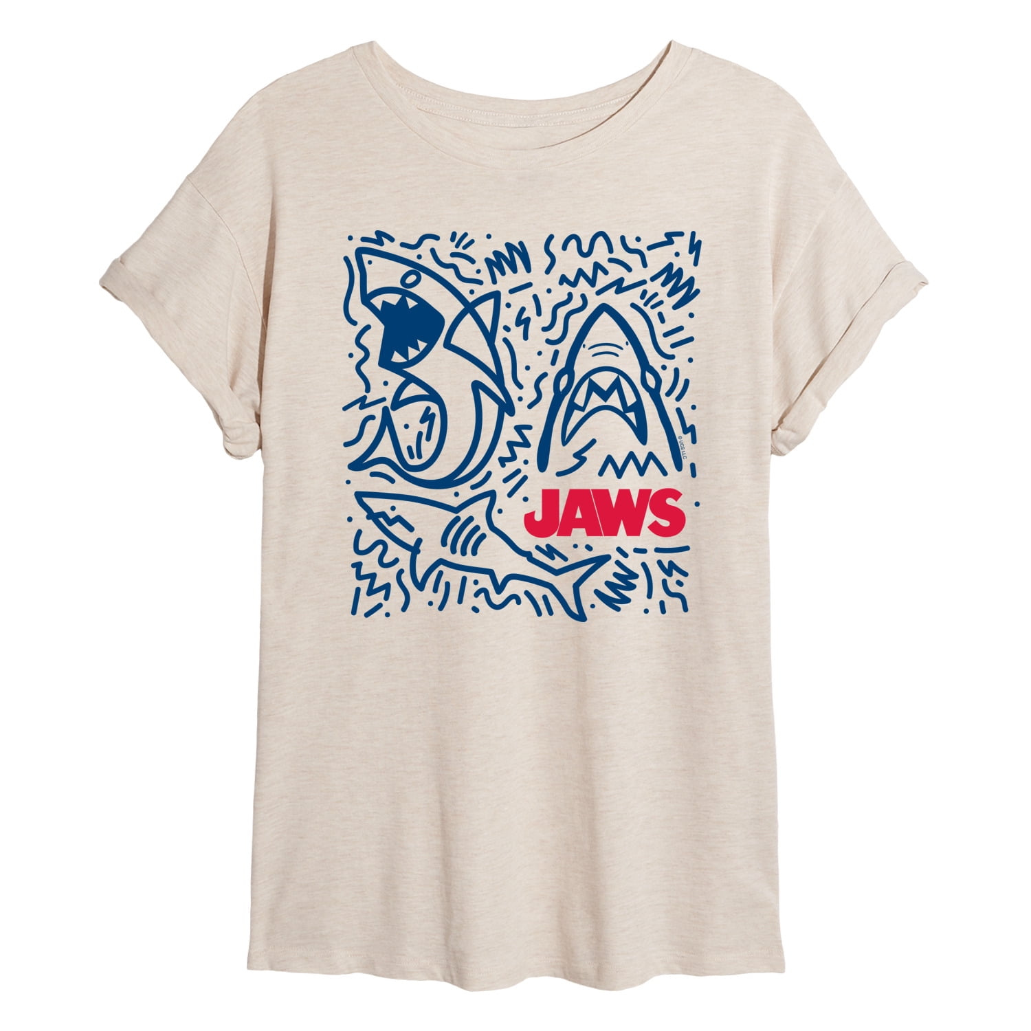 Jaws - Shark Doodles - Juniors Oversized Graphic T-Shirt - Walmart.com