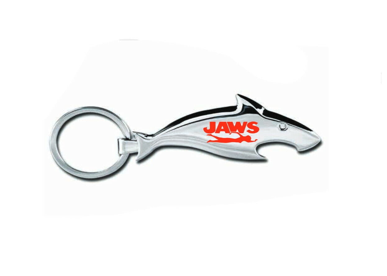 Jaws Shark Movie Silver Metal Bottle Opener Keychain with Jewel Eye and ...