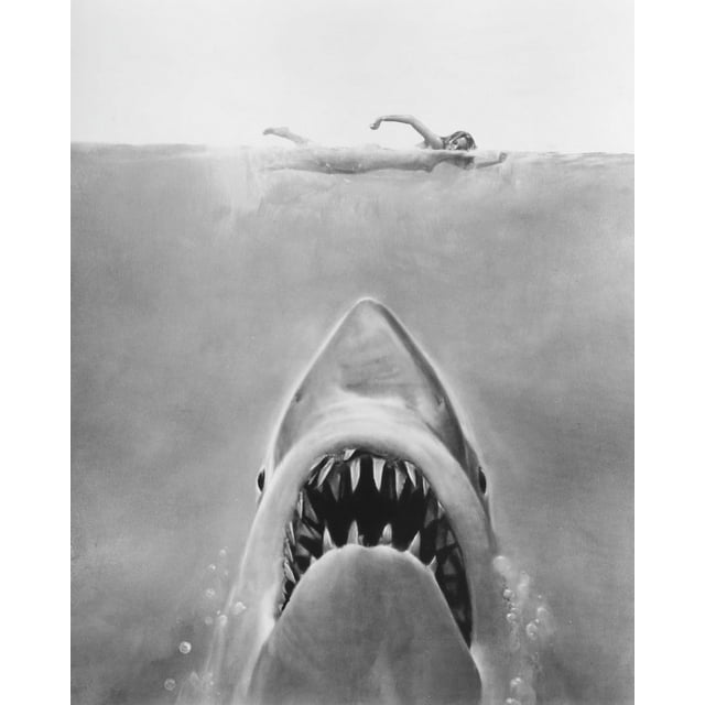 Jaws Shark & Swimmer 24x36 Classic Hollywood Poster - Walmart.com