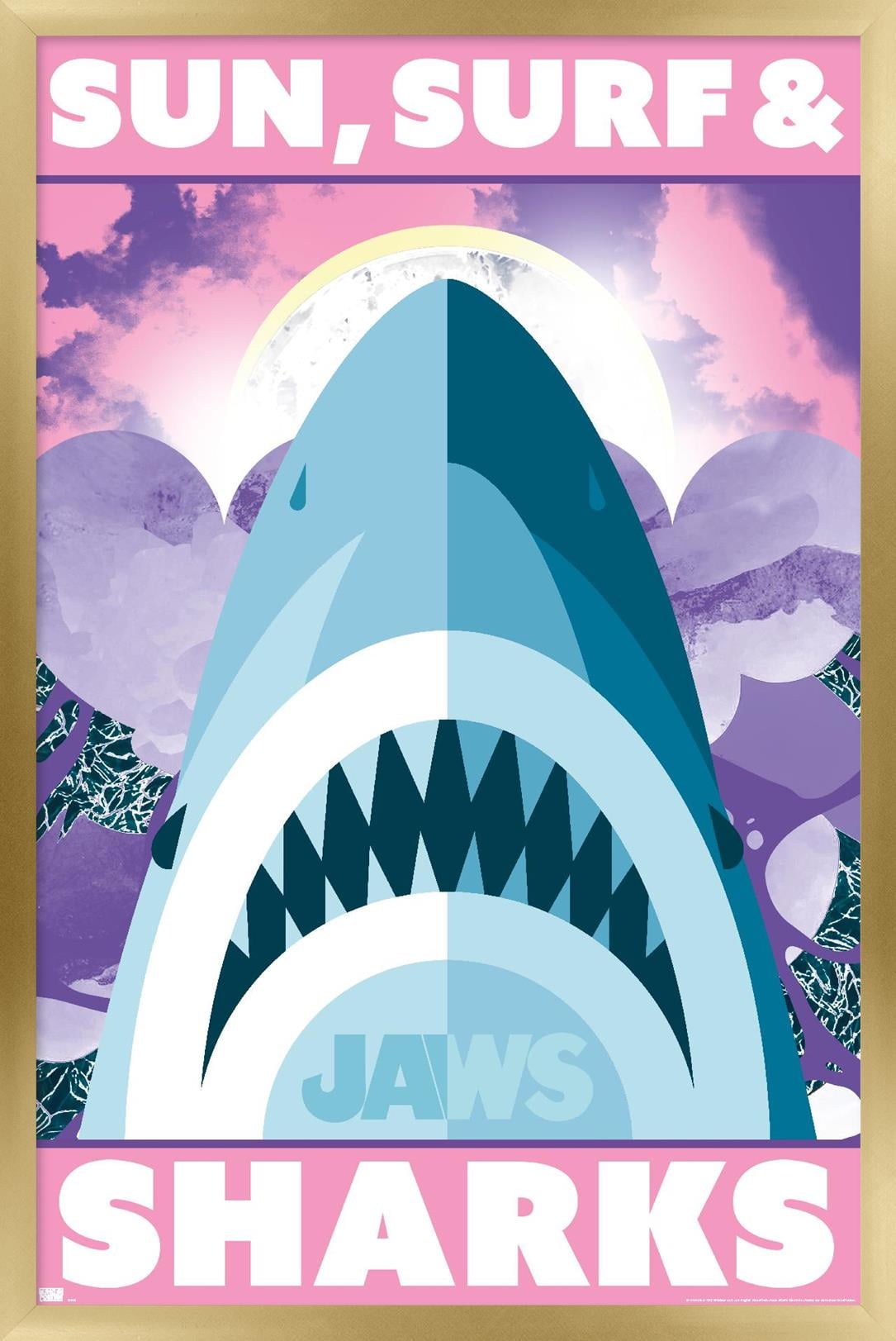 Jaws - Sun, Surf & Sharks Wall Poster, 22.375" x 34" Framed - Walmart.com