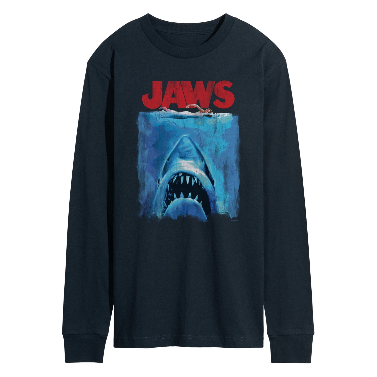 Jaws - Swimming Above Shark - Men's Long Sleeve Graphic T-Shirt ...