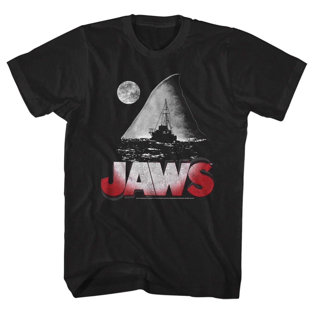 Jaws T-Shirt In The Night Fin Silhouette Black Tee - Walmart.com
