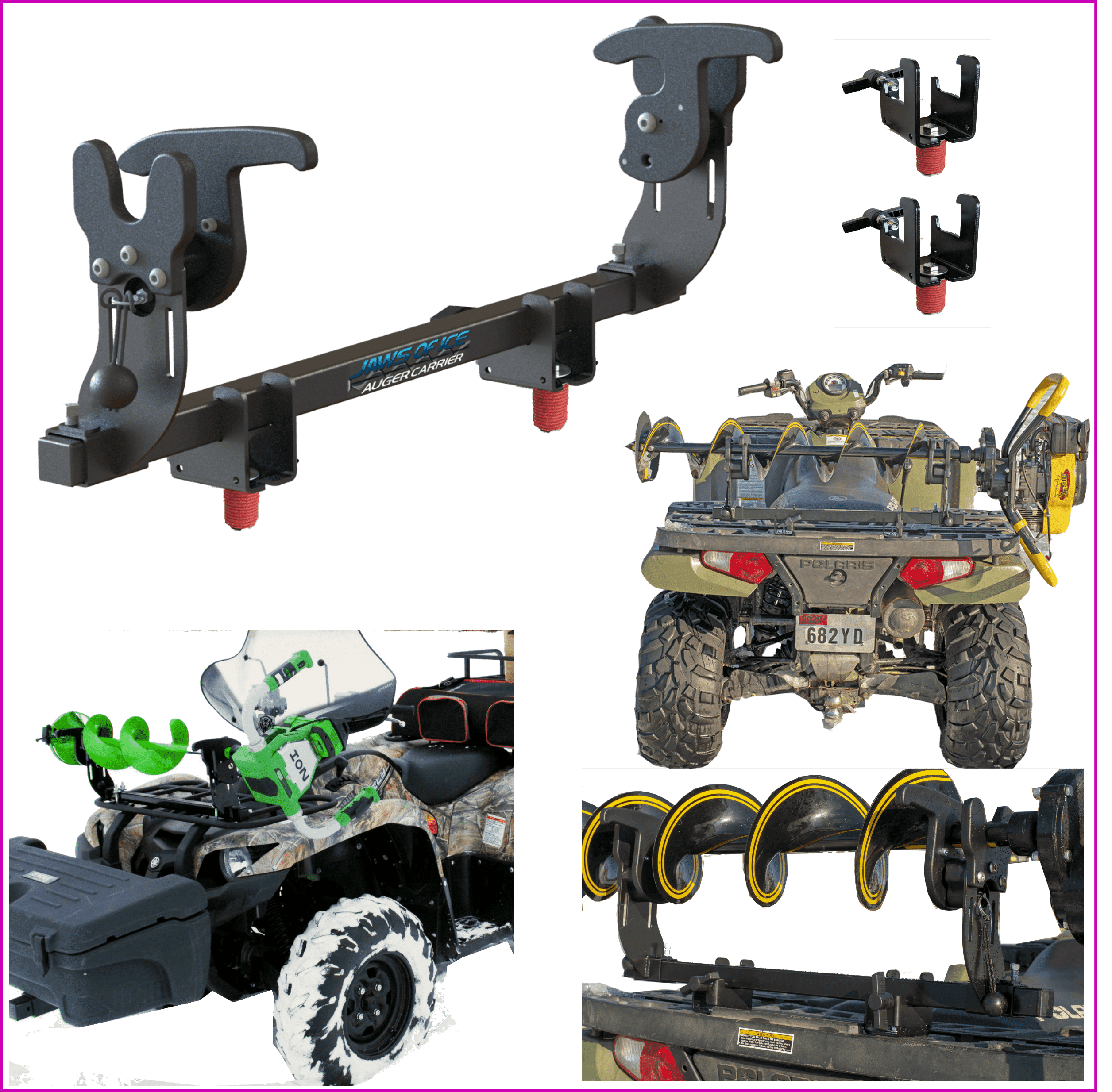 Jaws of Ice Auger Carrier Mount w/Quick Attach for Polaris Sportsman ...