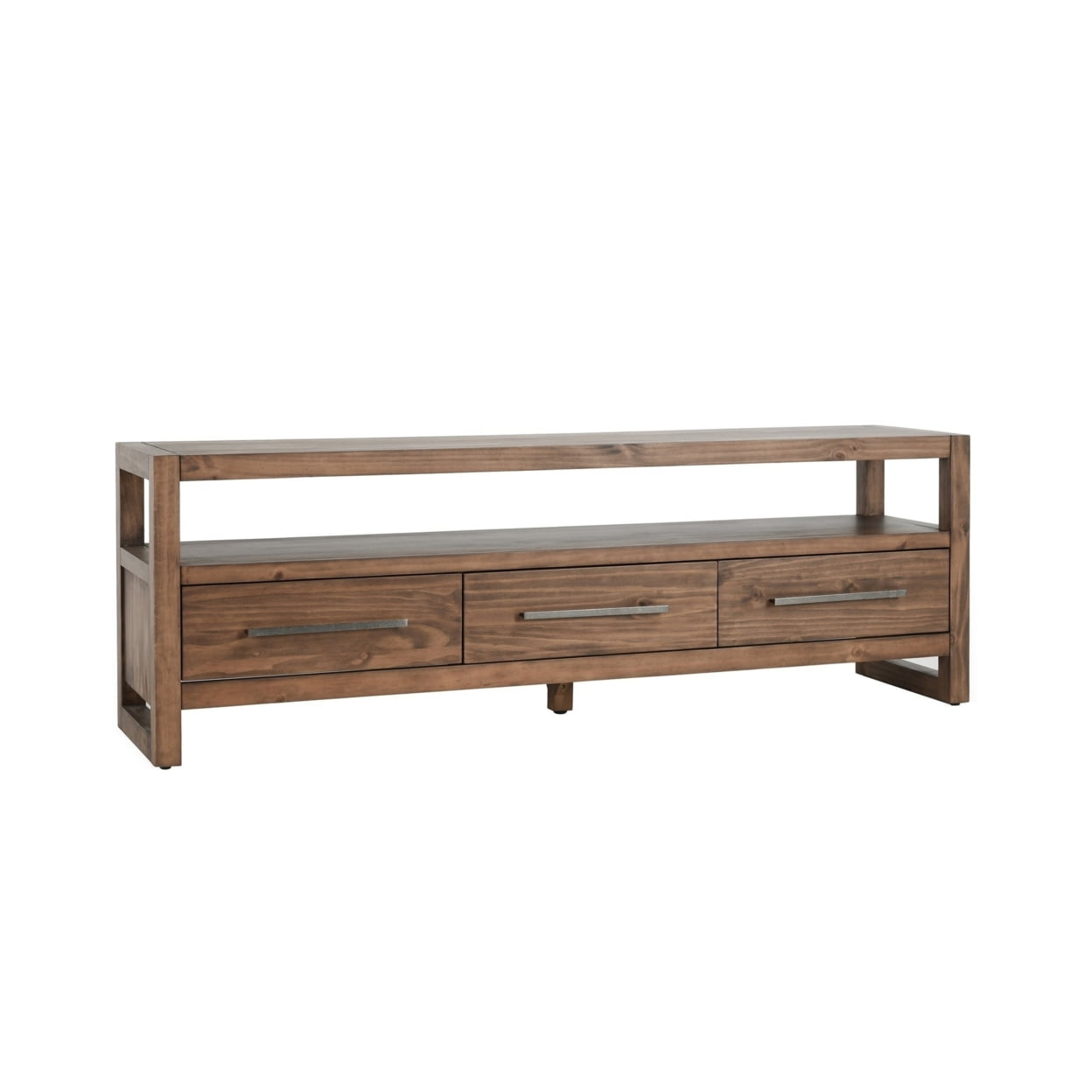 Jax 66 Inch Rustic Wood Entertainment Console 3 Drawers 1 Shelf Brown ...