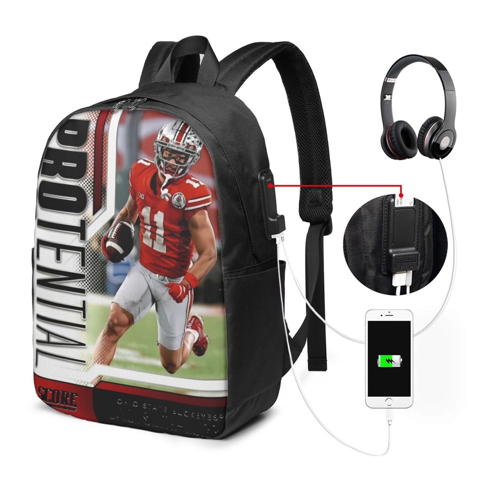 Jaxon Smith-Njigba Custom Laptop Backpack, Football Team Logo Fan ...