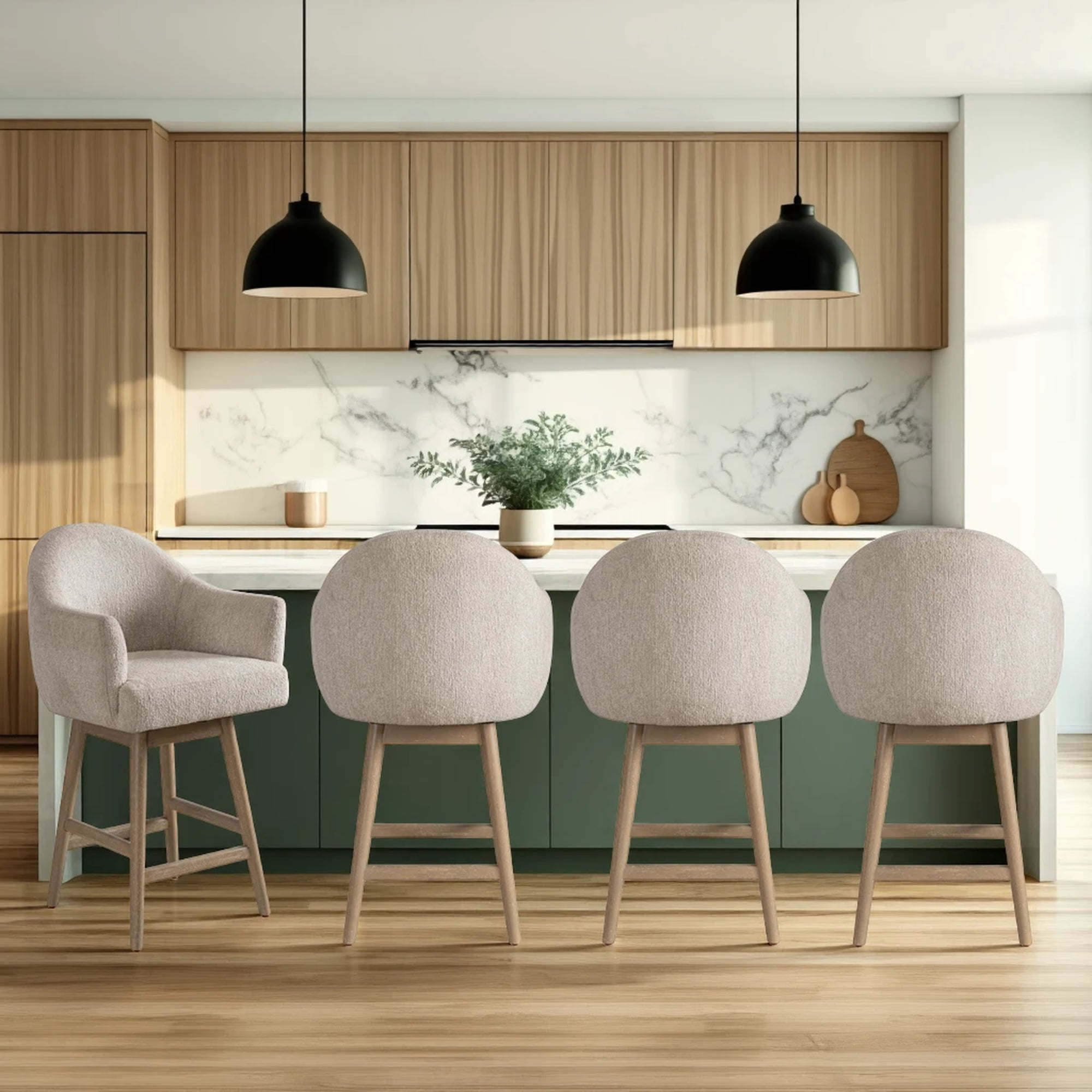 Jaxon Solid Wood Upholstered 26" Counter Height Swivel Barstool with ...