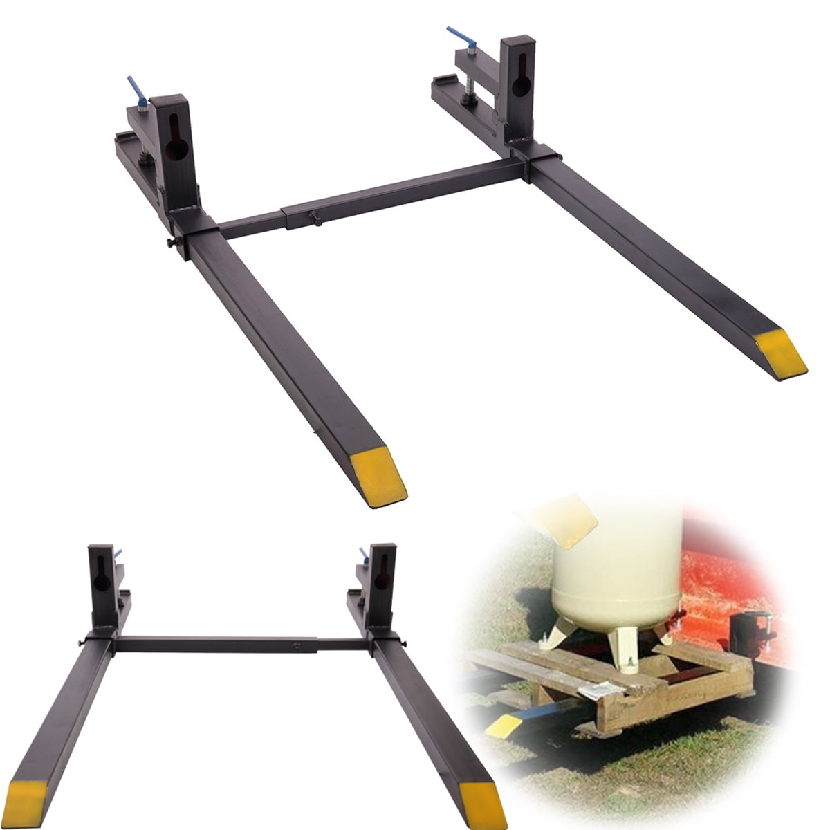 Jaxpety 42" LW Clamp-on Pallet Forks, 1500lbs Capacity, Stabilizer Bar ...