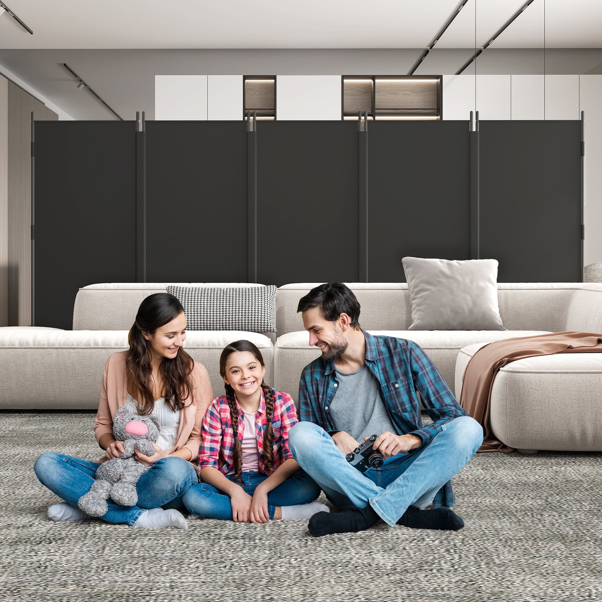 Jaxpety 5-Panel Room Divider, 6ft Folding Privacy Screen with Stable ...