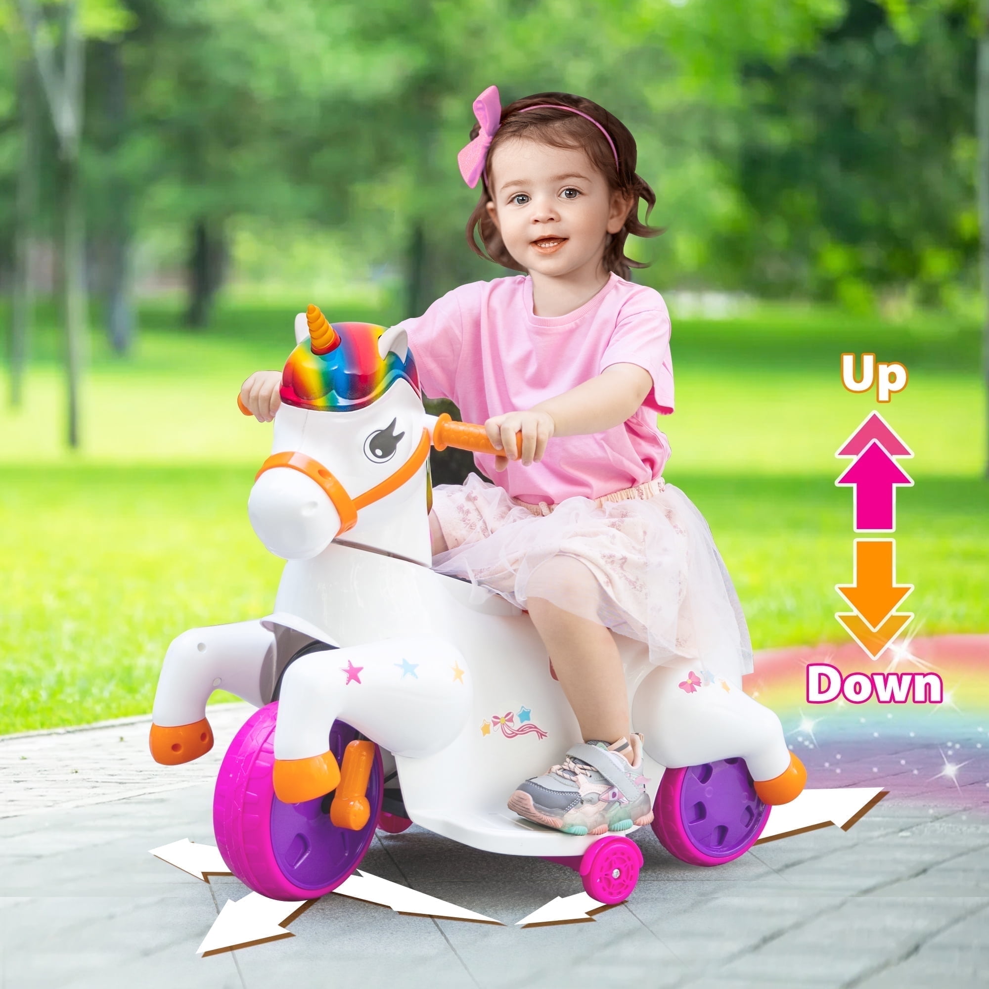 Jaxpety 6V Toddler Ride-On Unicorn, Electric Horse Toy w/ Music ...