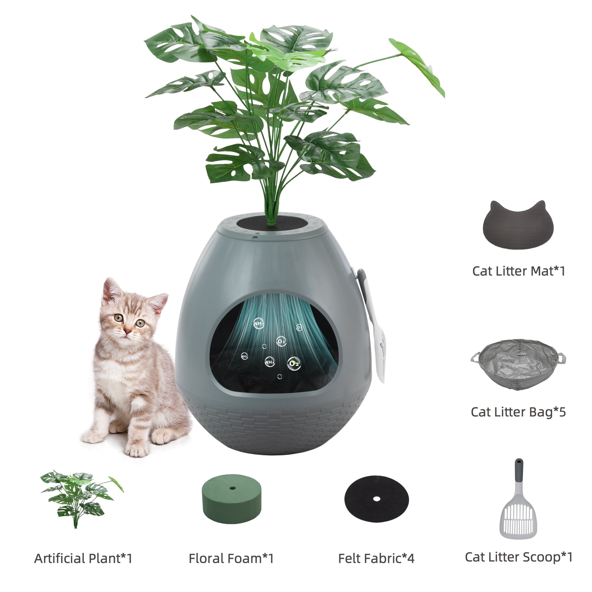 Jaxpety Large Smart Plant Litter Box with Deodorization System ...
