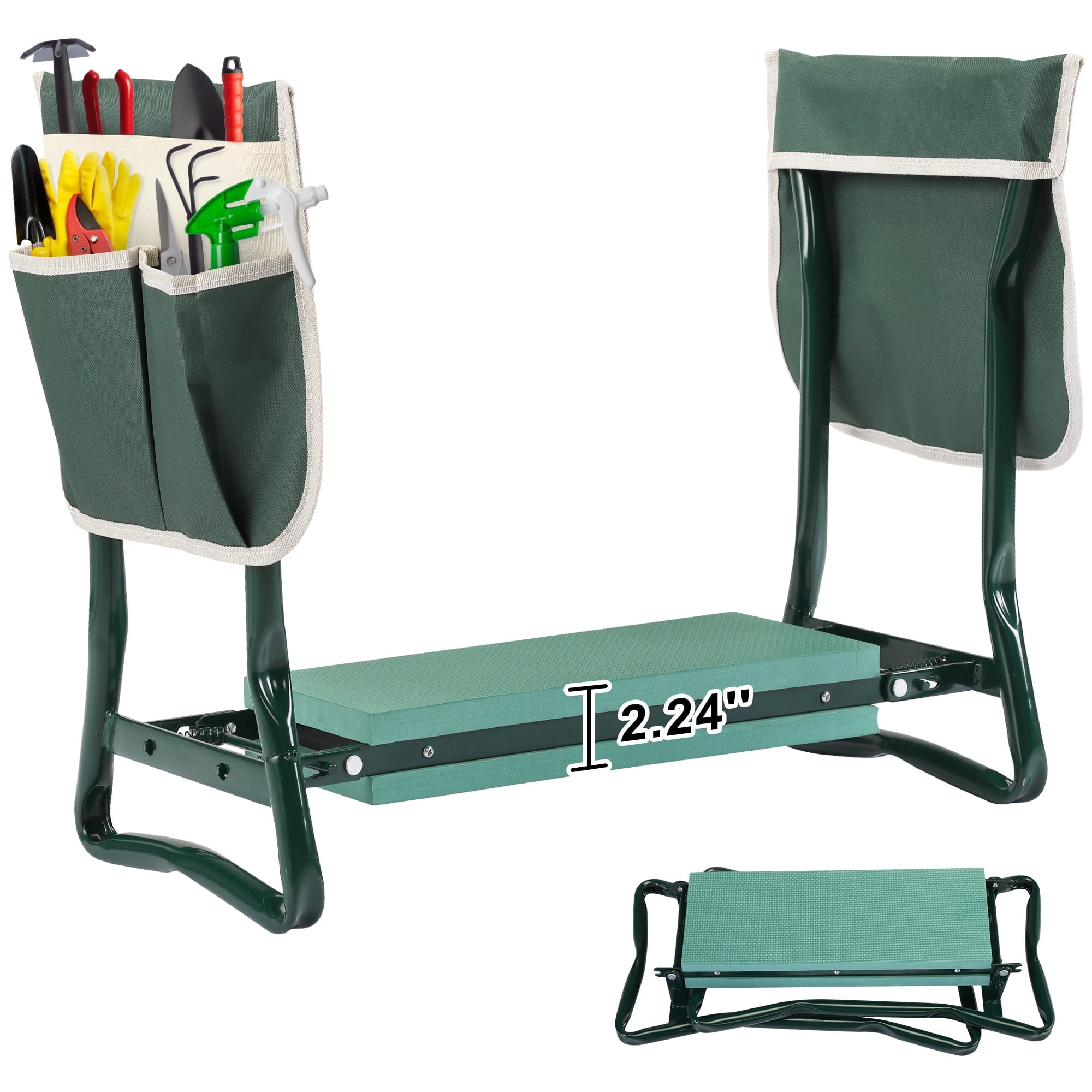 (2 pack) Jaxpety Folding Garden Kneeler Seat Bench with 2 Tool Pouches ...