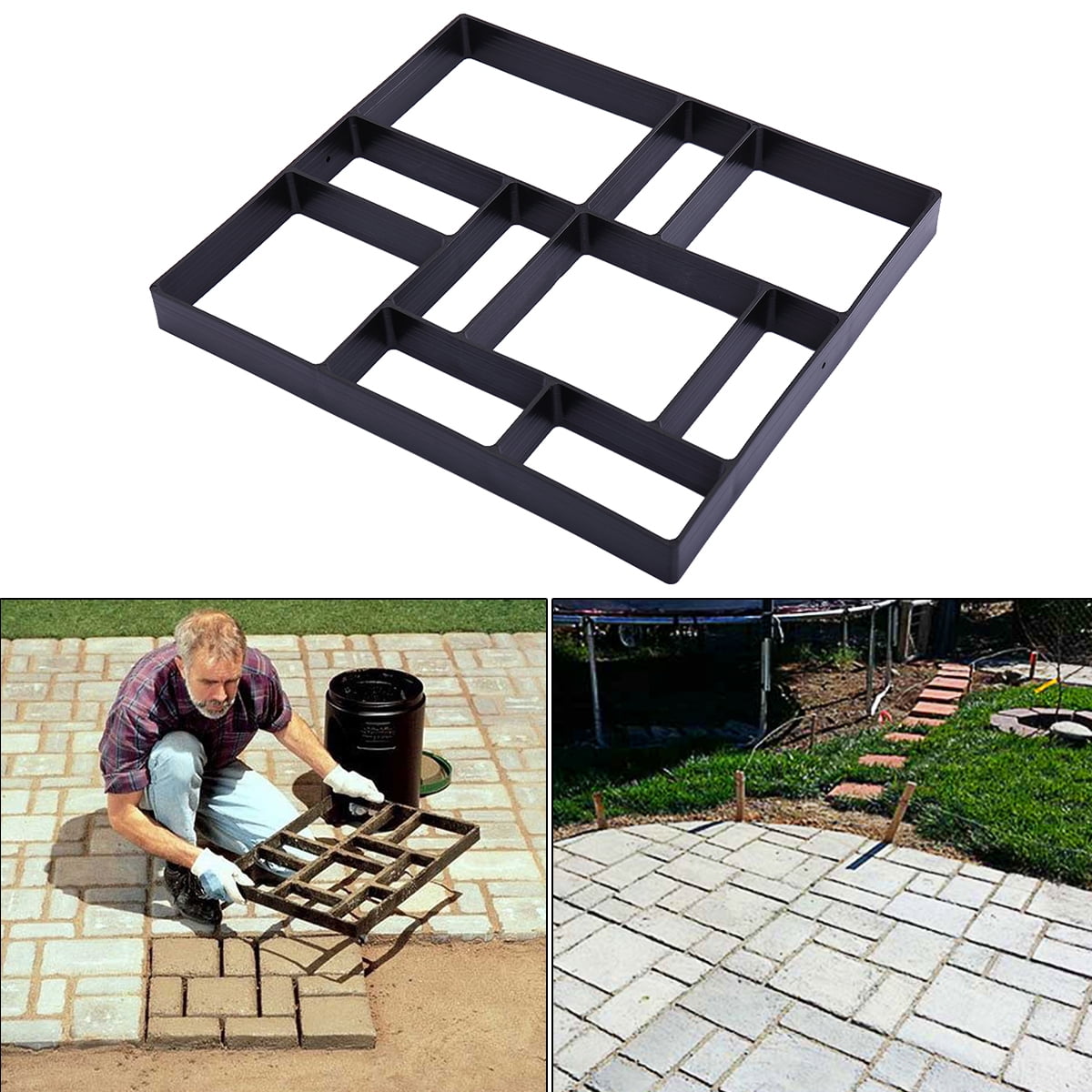 Jaxpety Plastic Garden Paver Mold Concrete Paver Stepping Stone Mold ...