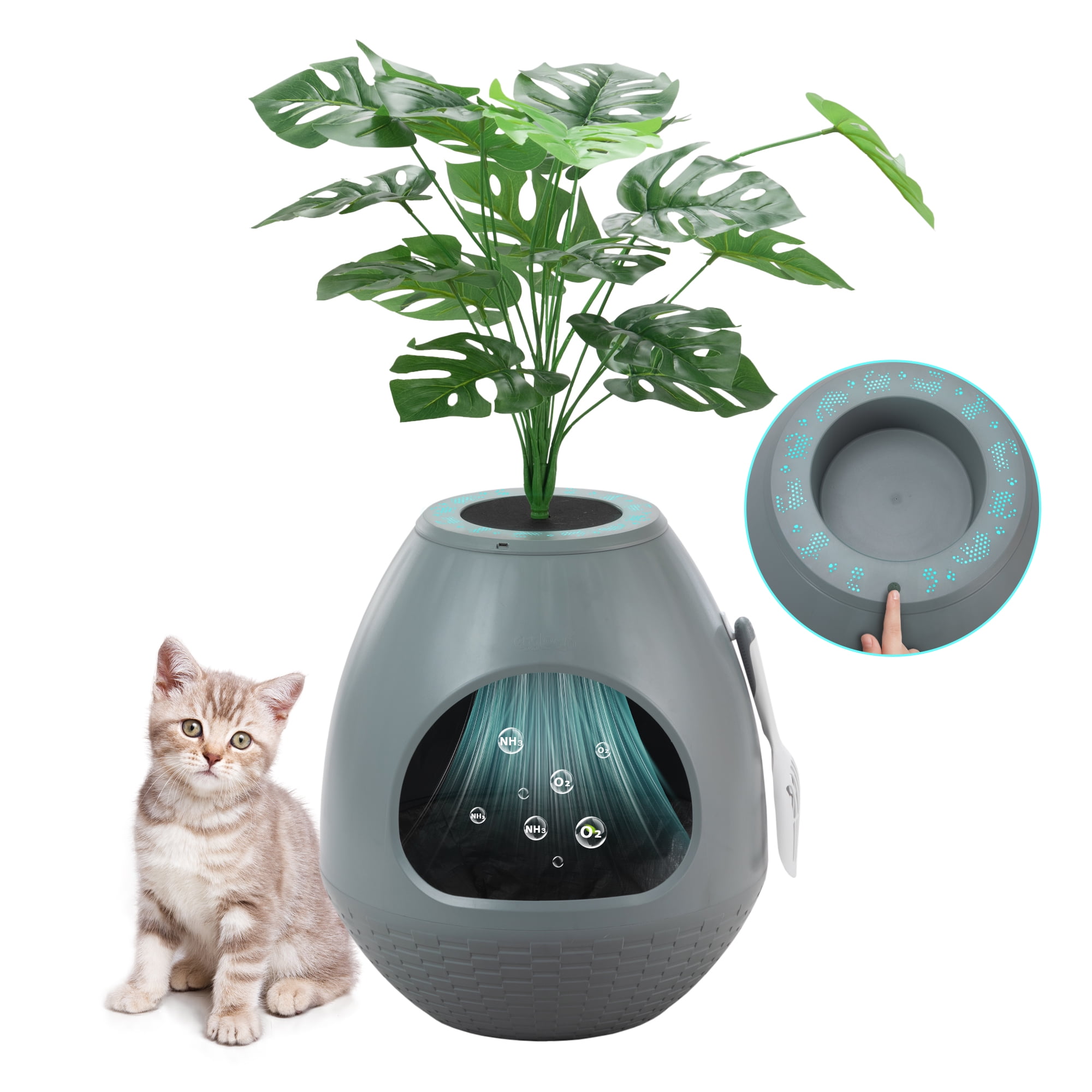 Jaxpety Smart Plant Cat Litter Box,Hidden Cat Litter Box with ...
