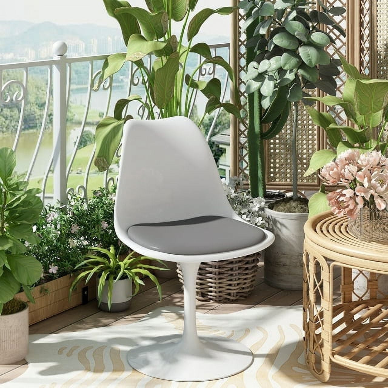 JAXPETY Modern Tulip Side Chair, Swivel and Ergonomic Design, Kitchen ...