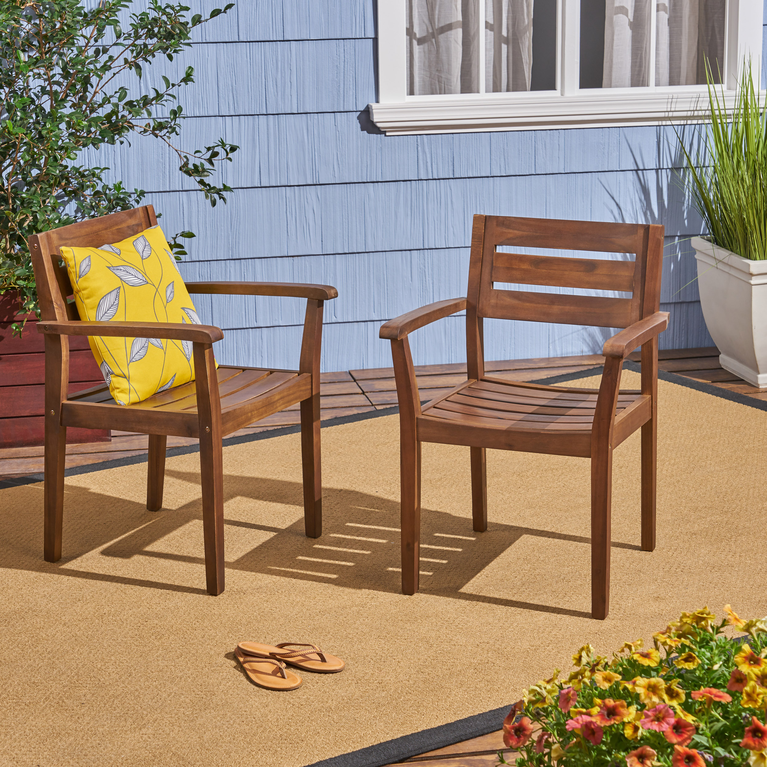 Jaxson Outdoor Acacia Wood Dining Chairs, Set of 2, Dark Brown ...