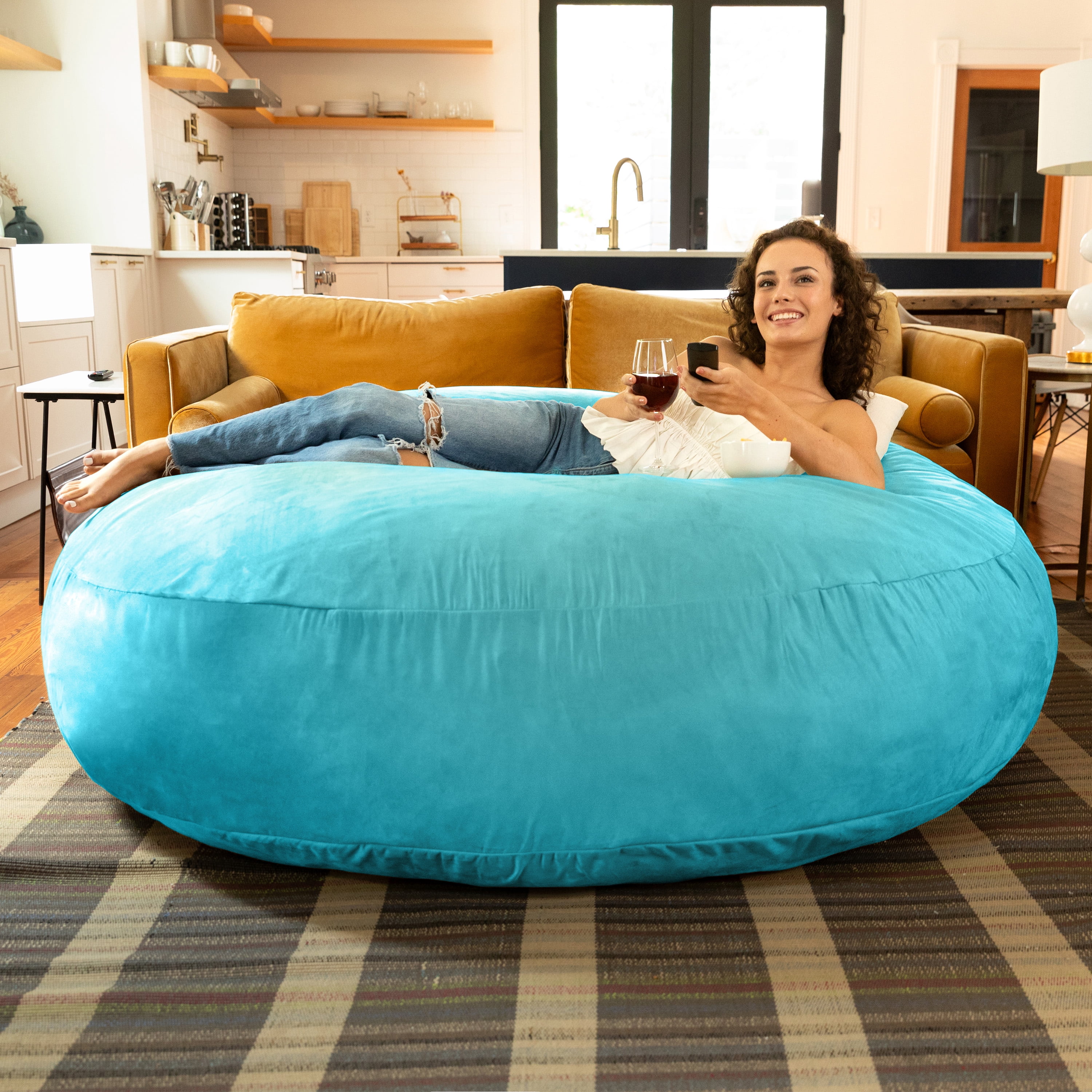 Jaxx 6 Foot Cocoon - 2-in-1 Convertible Bean Bag Bed & Large Bean Bag ...