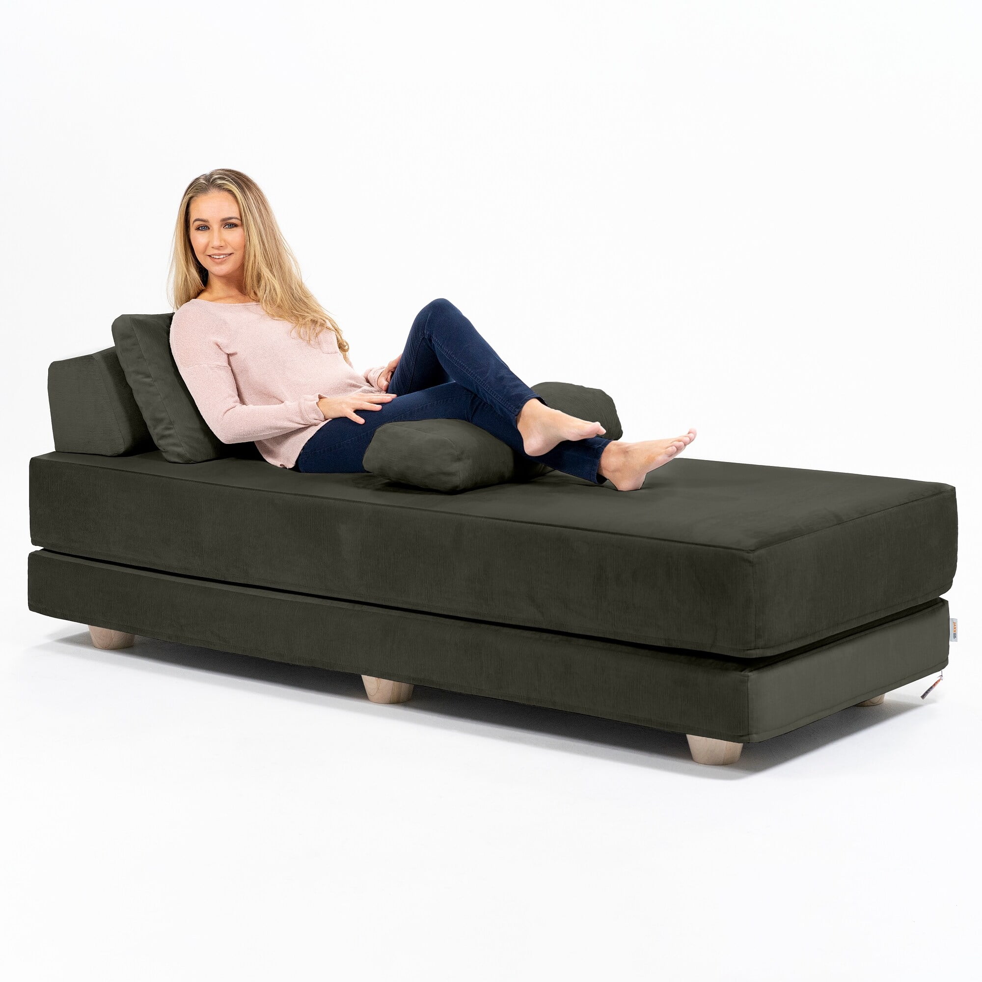 Jaxx Balshan Cushioned Micro-velvet Convertible Chaise Lounge Daybed ...
