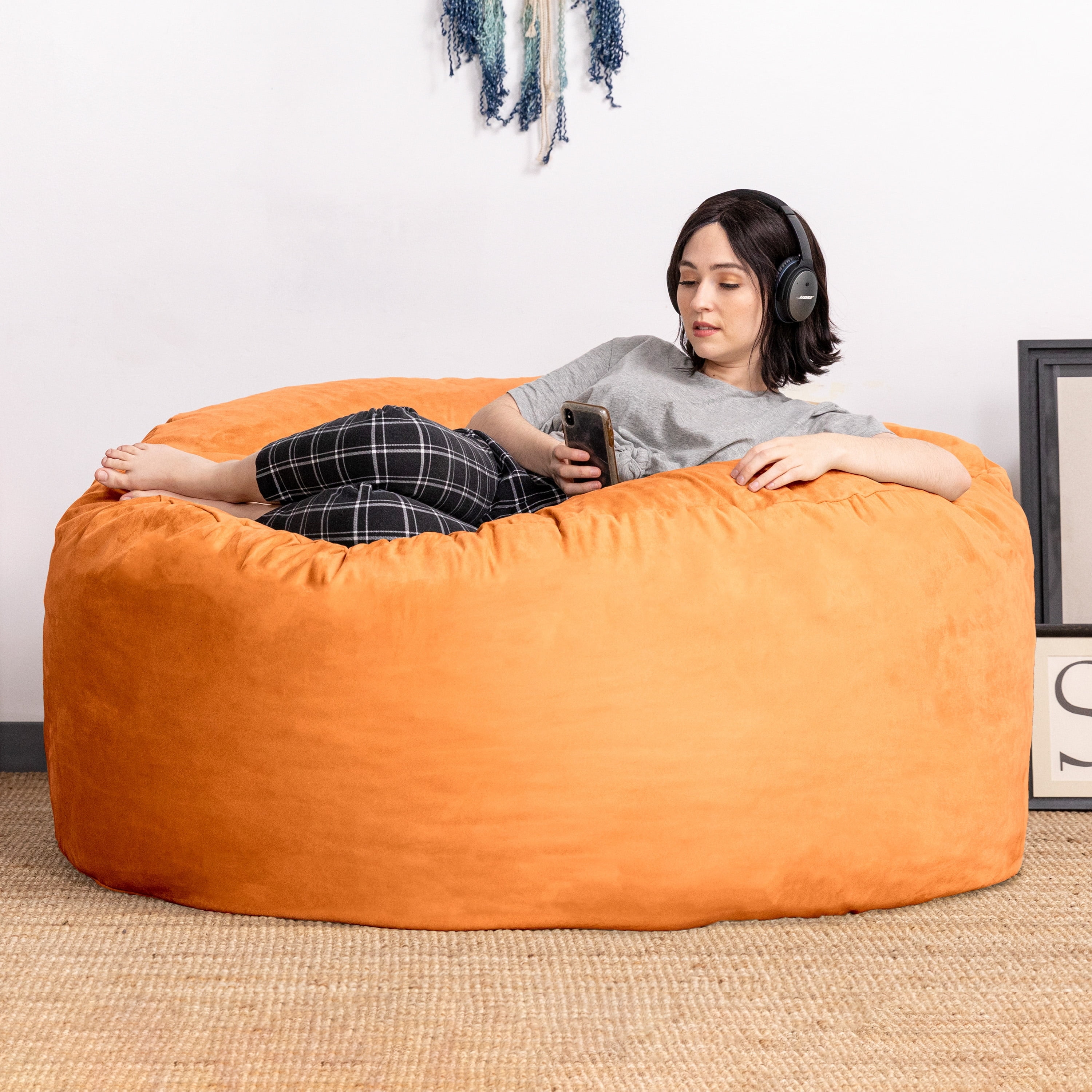 Jaxx Bean Bags Jaxx 5-ft. Giant Bean Bag Chair Orange - Walmart.com