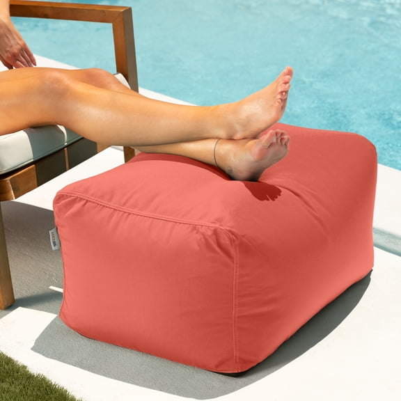 Jaxx Luckie Outdoor Patio Bean Bag Ottoman, Charcoal, 17"x17"x19 ...