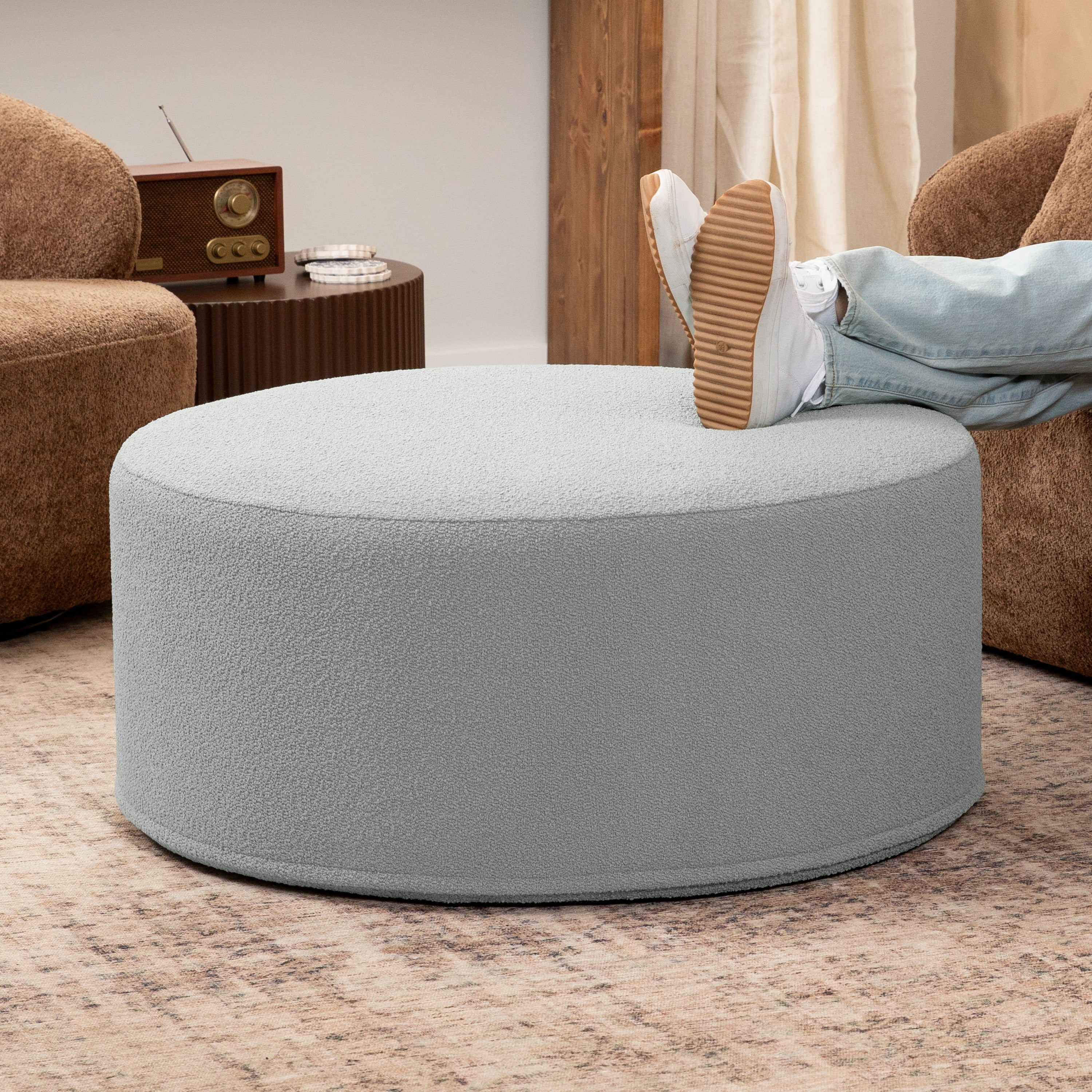Jaxx Candler Round Couch Ottoman – Oversized Giant Coffee Table & Foot ...