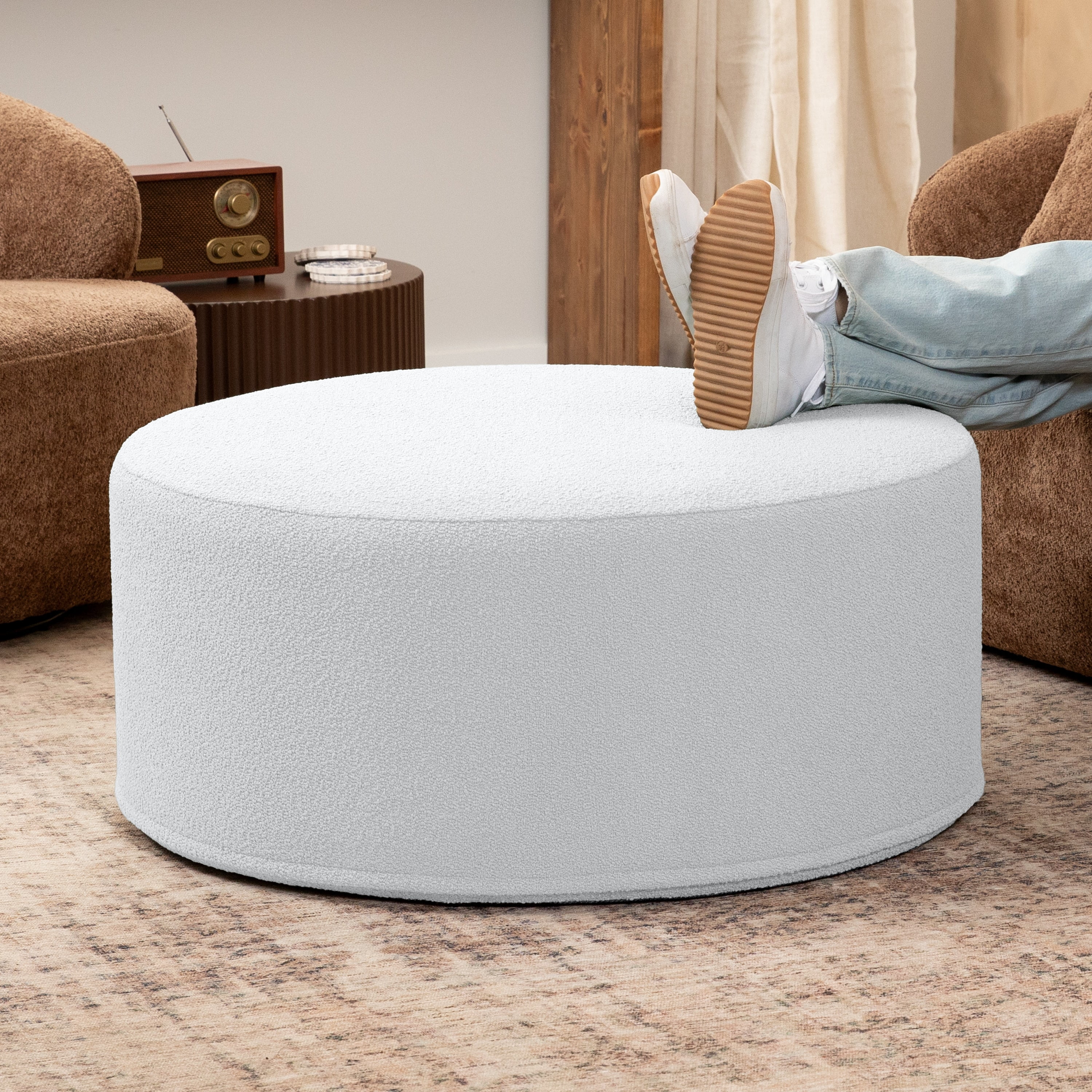 Jaxx Candler Round Couch Ottoman – Oversized Giant Coffee Table Ottoman ...