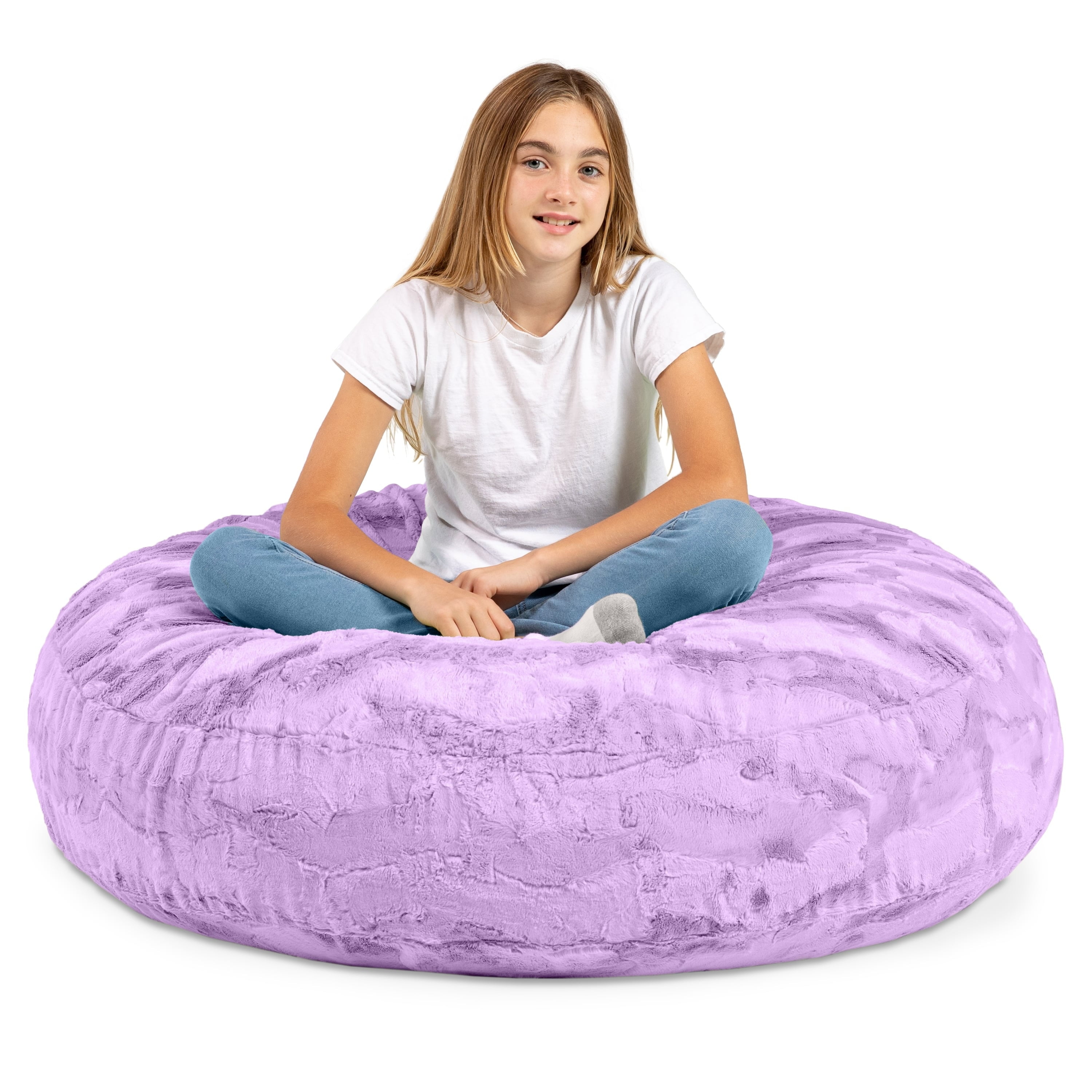 Jaxx Cocoon 4 Foot Kids Bean Bag Chair and Crash Pad - Faux Fur ...