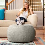 Jaxx Ellis Ottoman Shearling Faux-Lamb Plush Pouf for Modern Interior ...