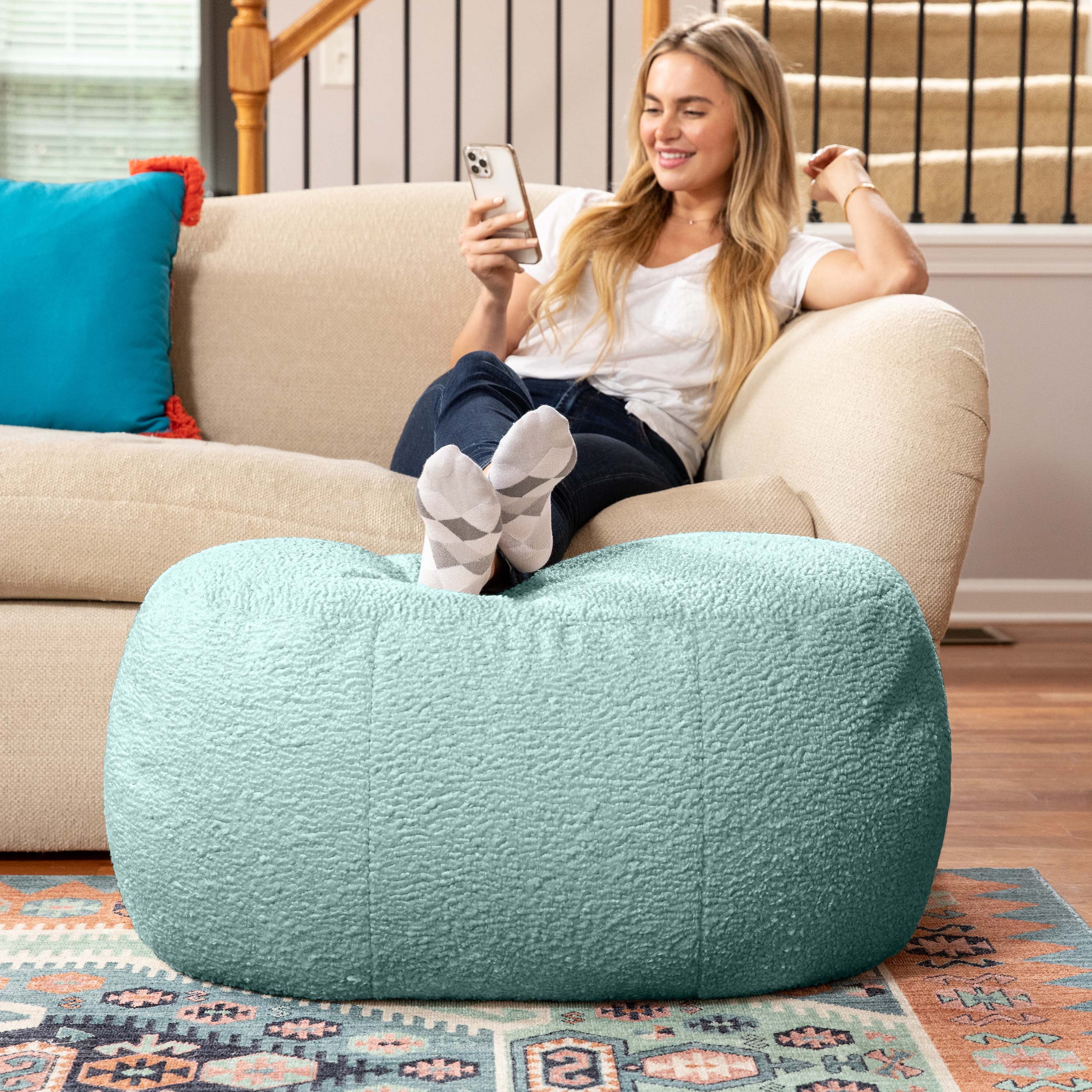 Jaxx Ellis Ottoman Shearling Faux-Lamb Plush Pouf for Modern Interior ...