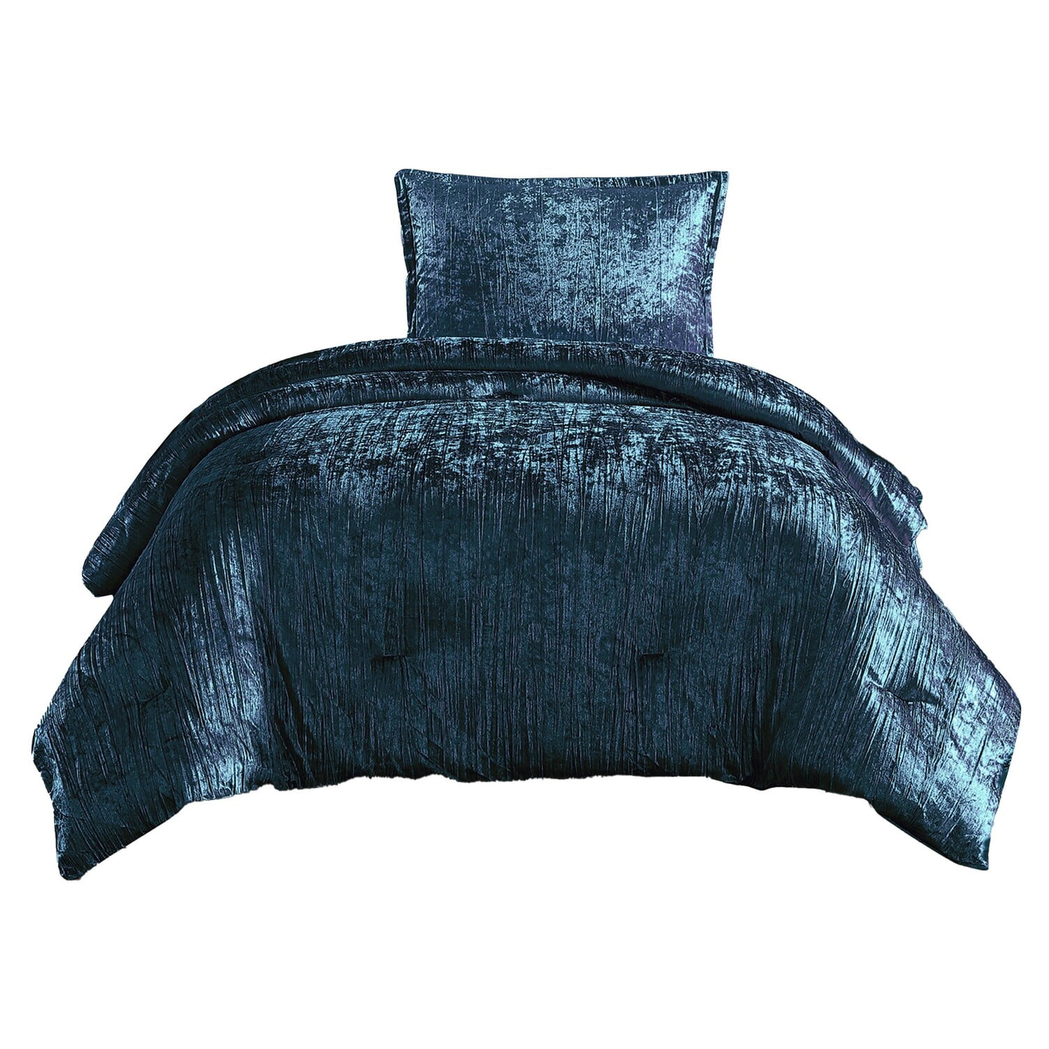 Jay 2 Piece Twin Comforter Set, Polyester Velvet, Deluxe Texture, Blue ...